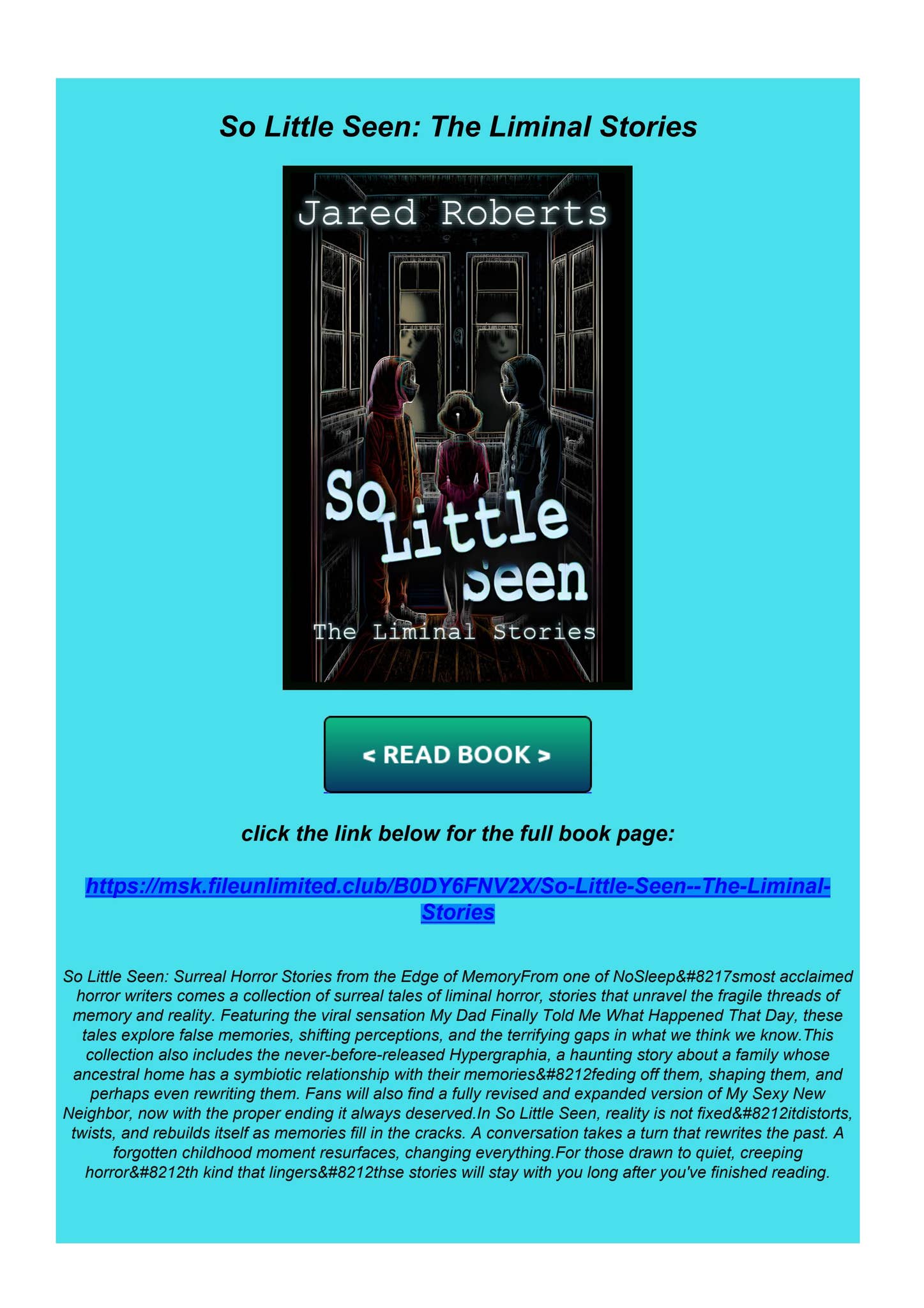 Get PDF So Little Seen: The Liminal Stories by nathaliaridestout - Issuu