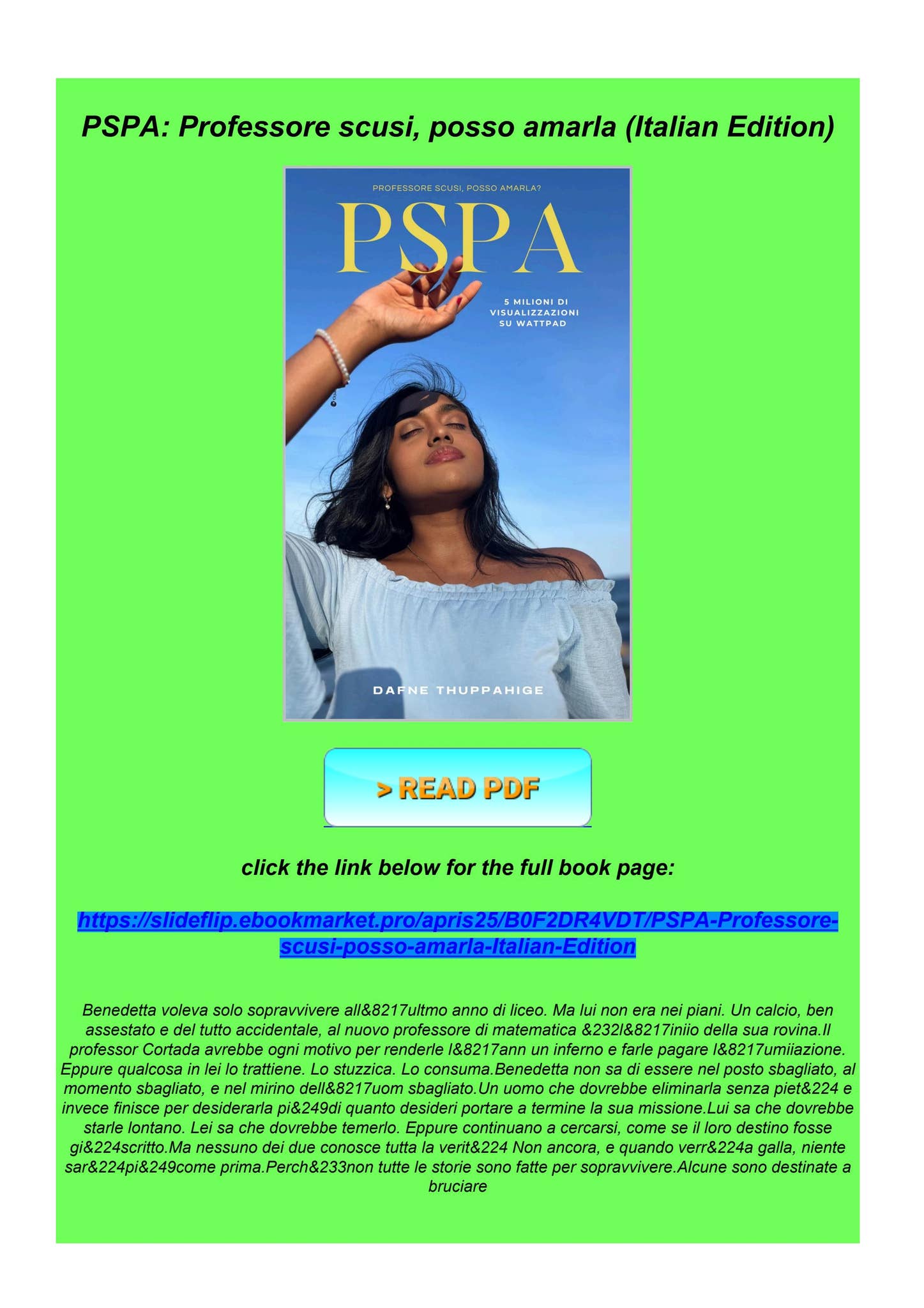 PDF Read Online PSPA: Professore scusi, posso amarla (Italian Edition ...