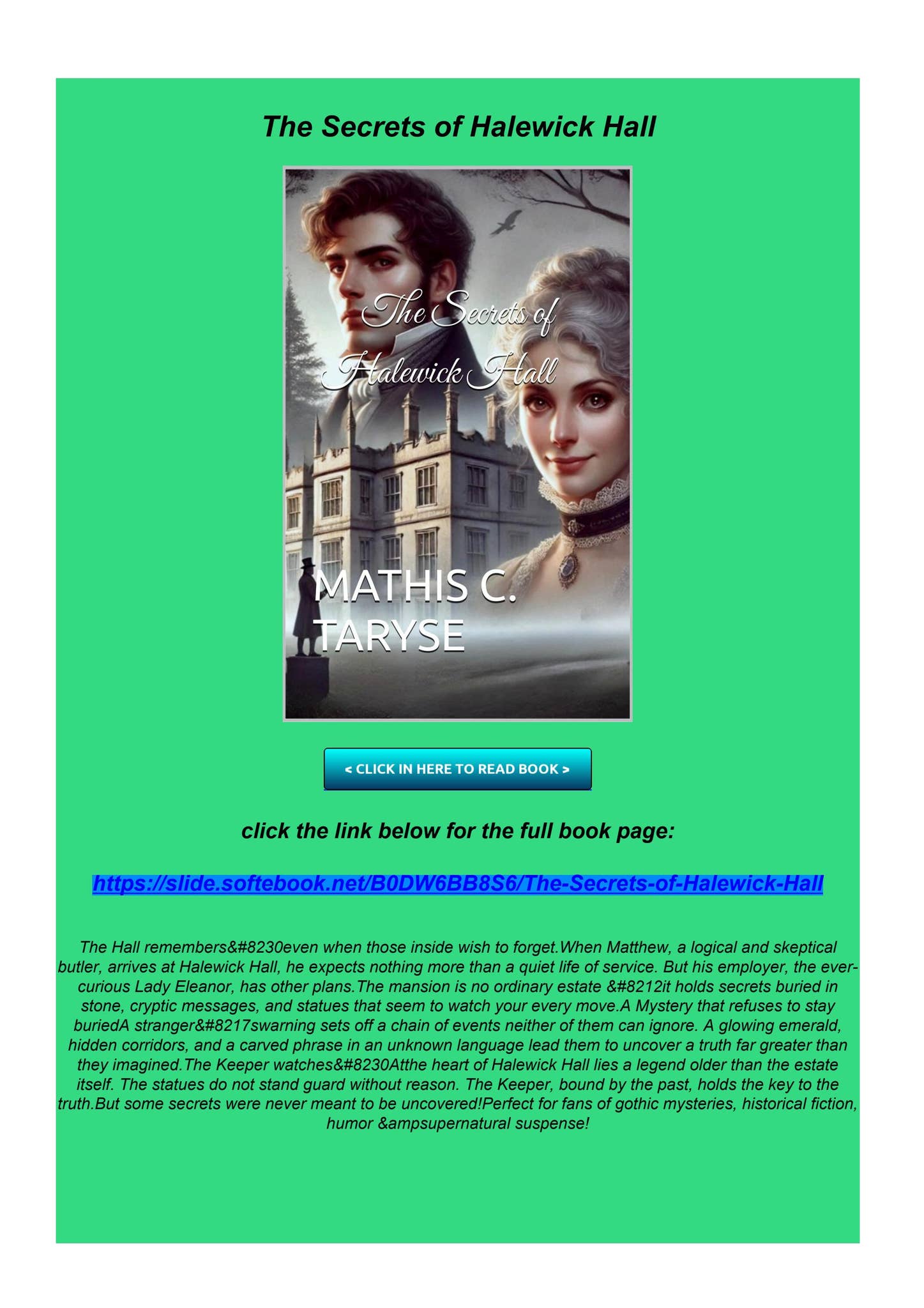 Get PDF The Secrets of Halewick Hall by jacquelineriderobinson - Issuu