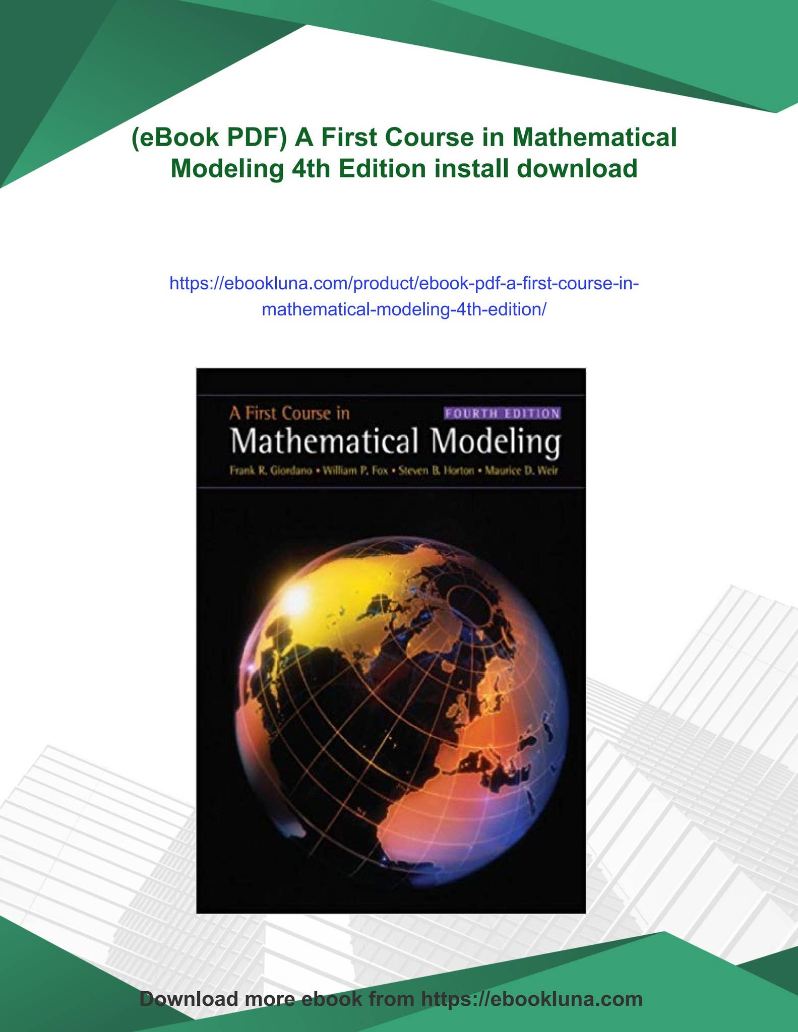 (ebook pdf) a first course in mathematical modeling 4th edition ...