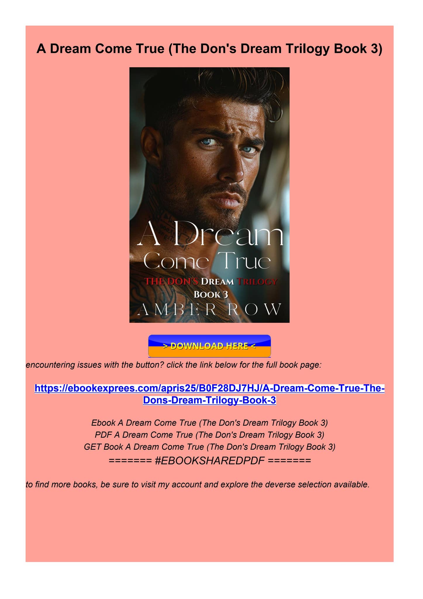 get [PDF] A Dream Come True (The Don's Dream Trilogy Book 3) by ...