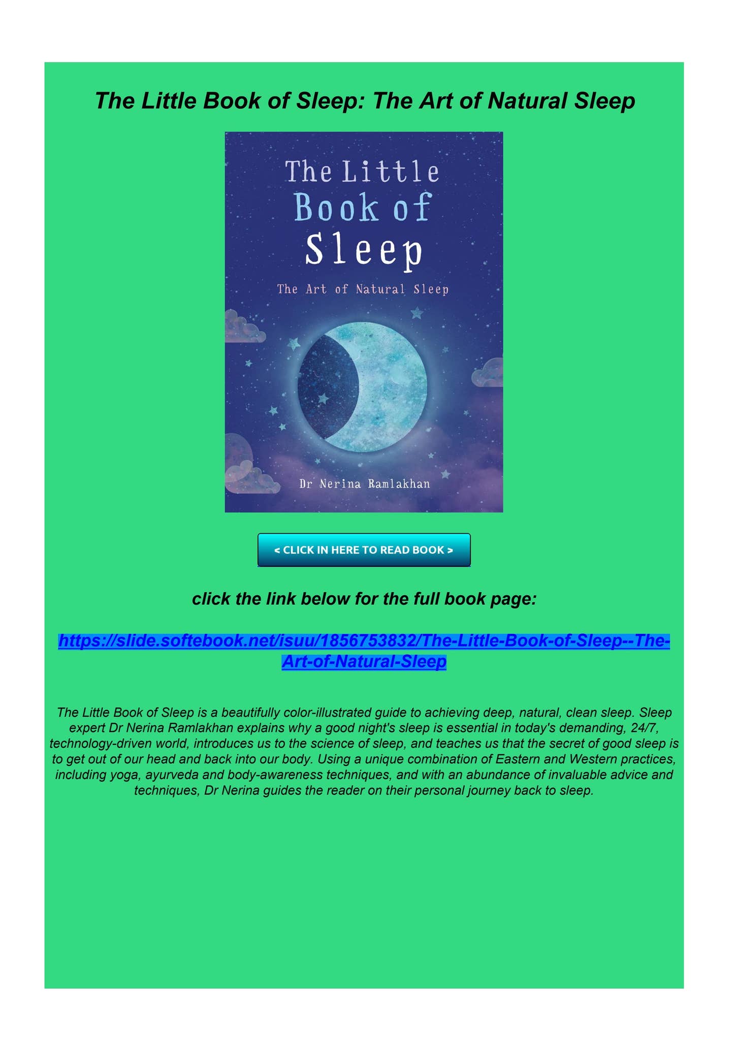 GEt PDF The Little Book of Sleep: The Art of Natural Sleep by ...