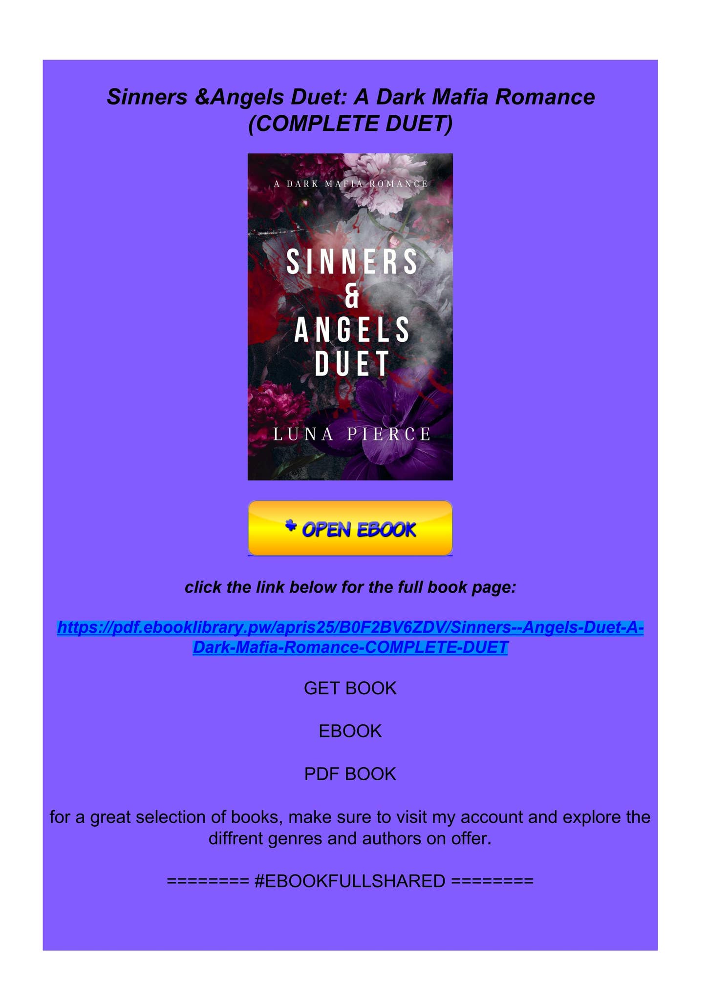 PDF Sinners & Angels Duet: A Dark Mafia Romance (COMPLETE DUET) by morganjohnsona - Issuu