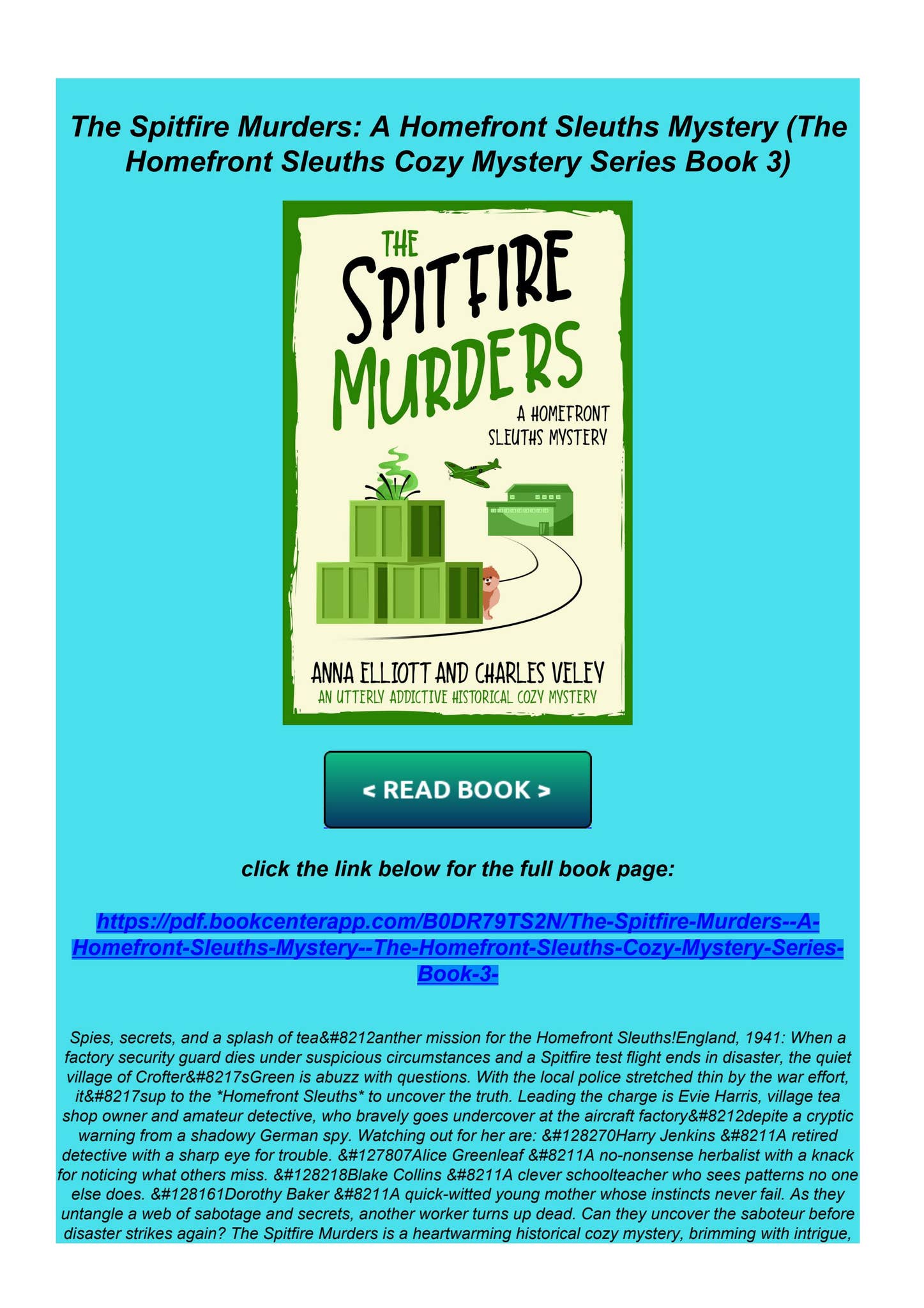 PDF Read The Spitfire Murders: A Homefront Sleuths Mystery (The ...