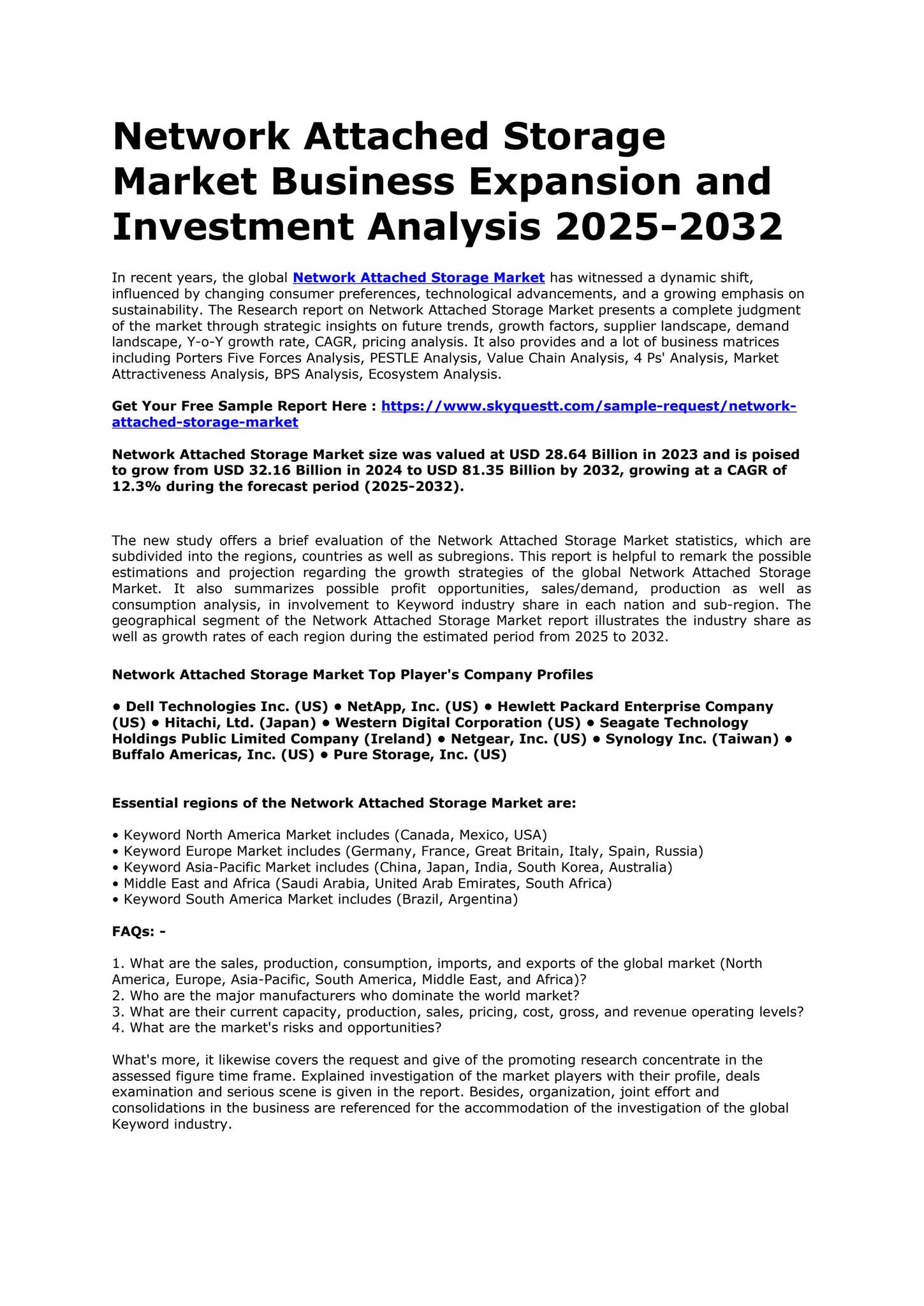 Network Attached Storage Market Business Expansion and Investment ...