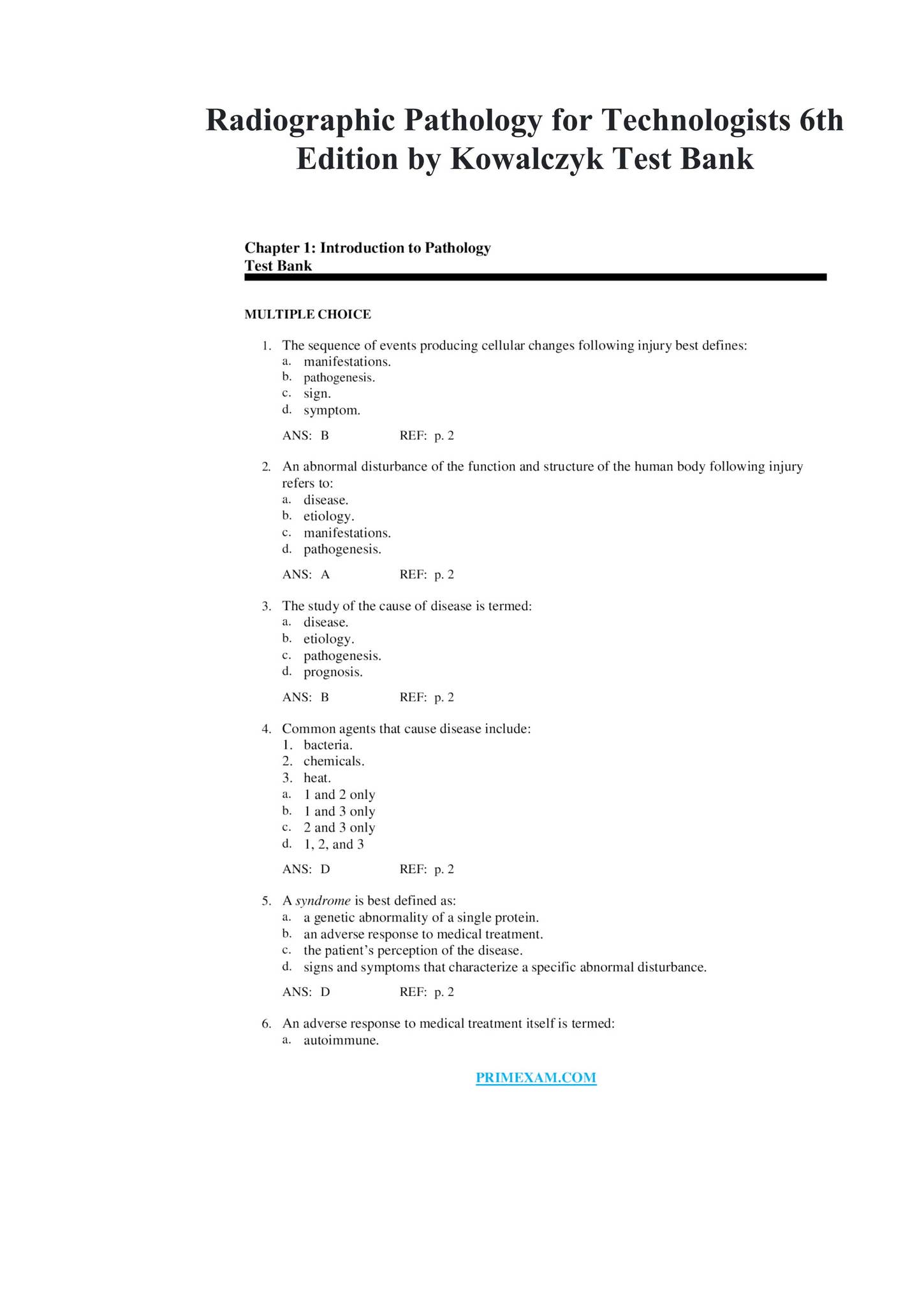 Radiographic Pathology for Technologists 6th Edition by Nina Kowalczyk ...