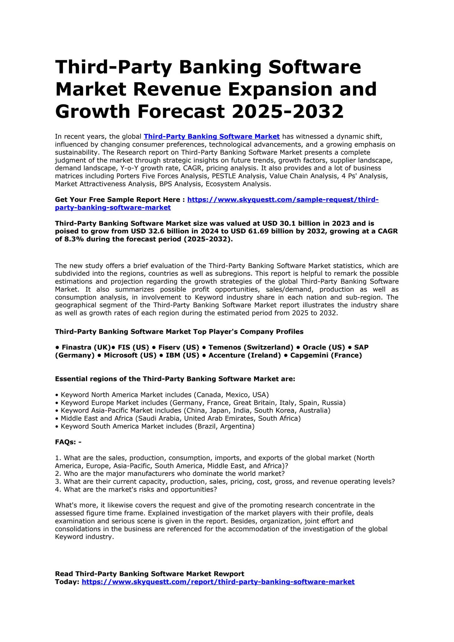 Third-Party Banking Software Market Revenue Expansion and Growth ...