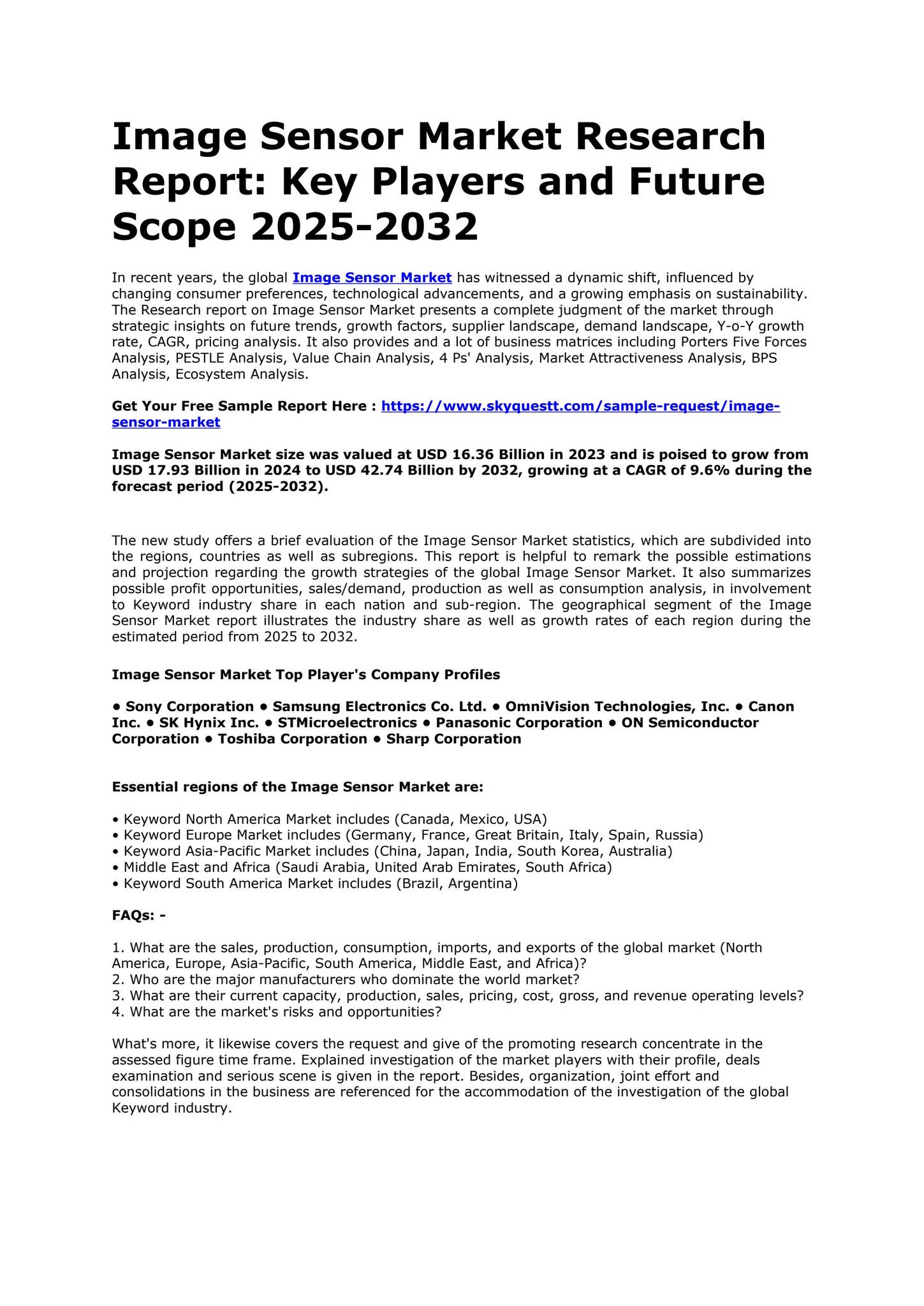 Image Sensor Market Research Report: Key Players and Future Scope 2025 ...