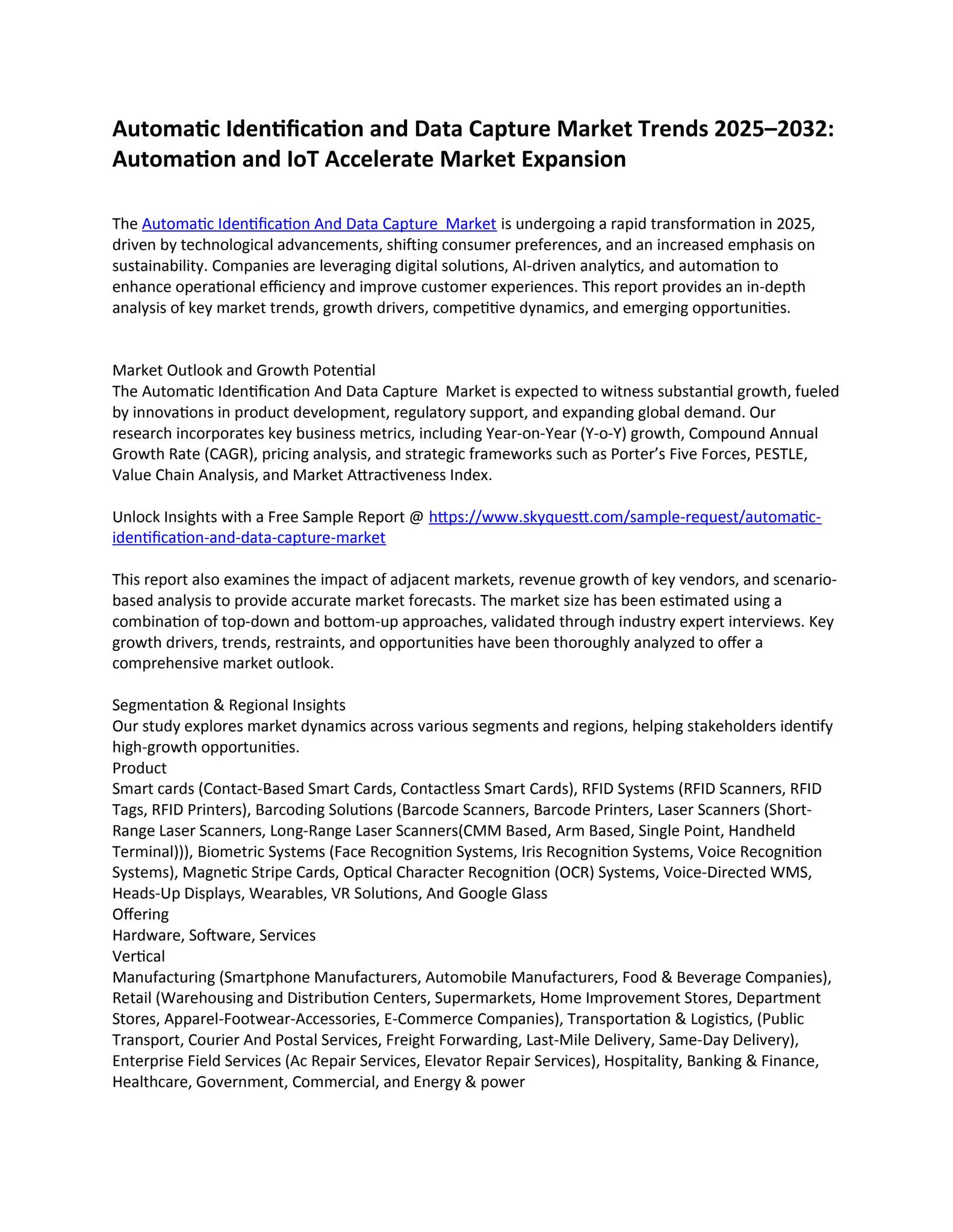 Automatic Identification and Data Capture Market Trends 2025–2032 ...