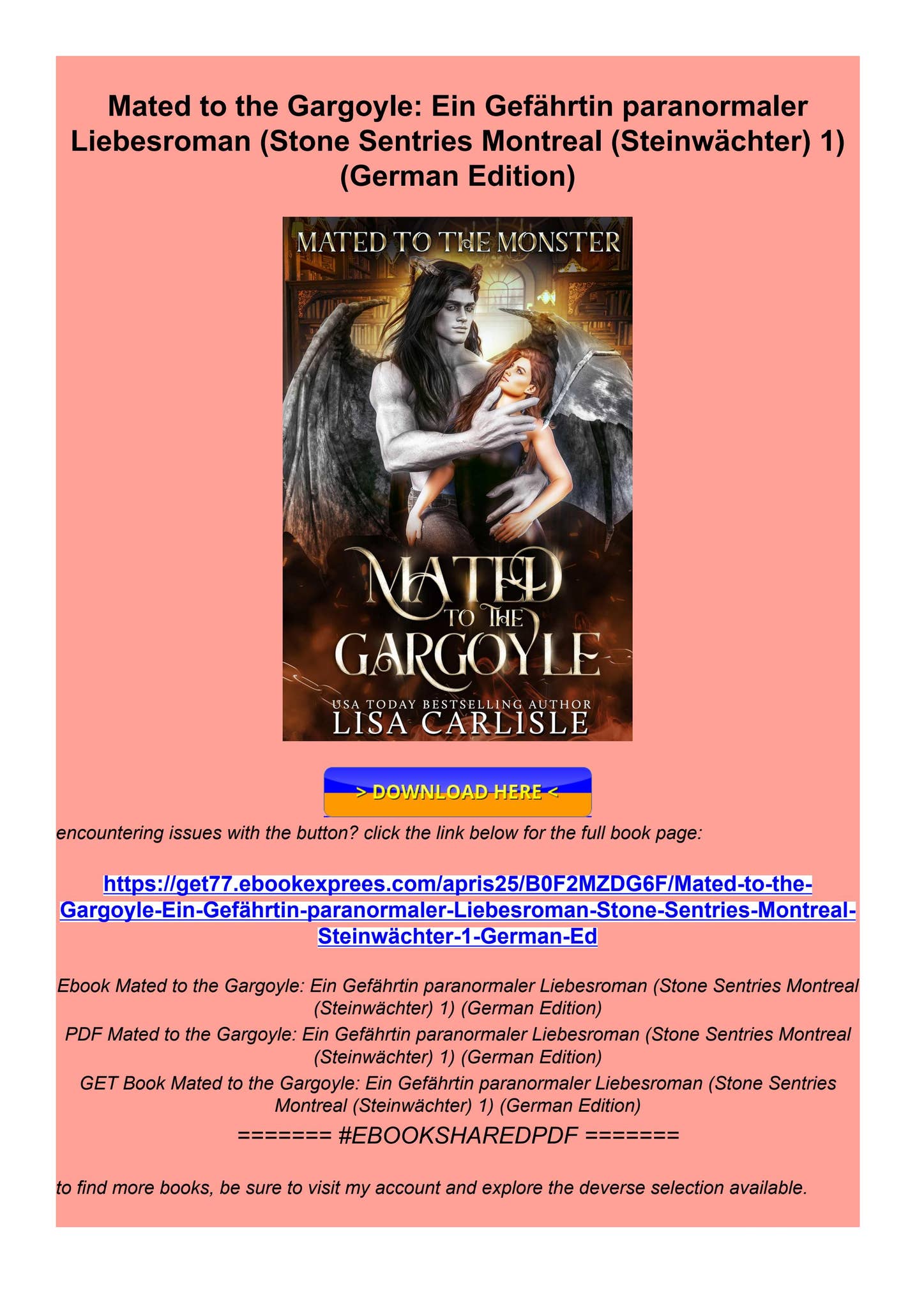 get [PDF] Mated to the Gargoyle: Ein Gefährtin paranormaler Liebesroma by jenniferrileyas - Issuu