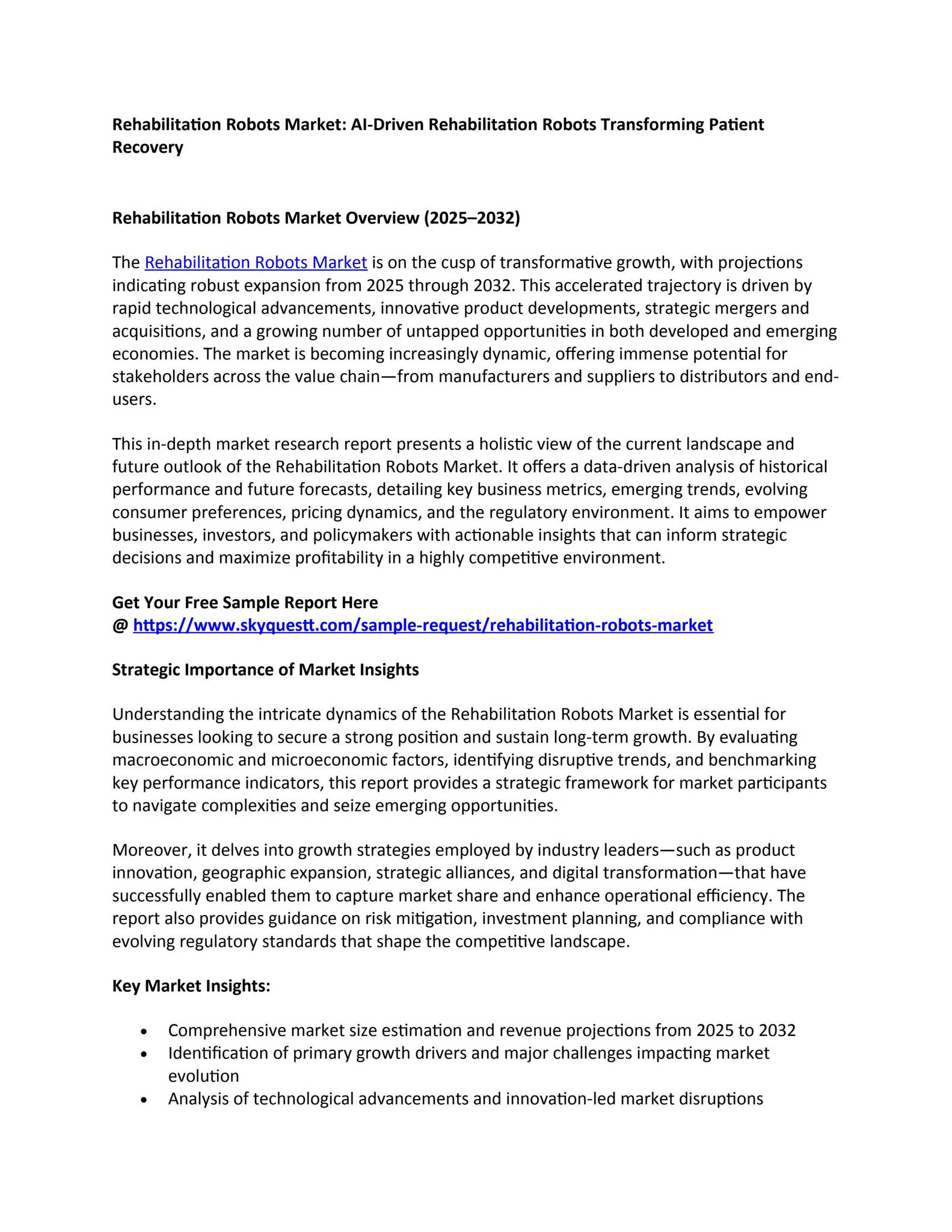 Rehabilitation Robots Market: AI-Driven Rehabilitation Robots ...
