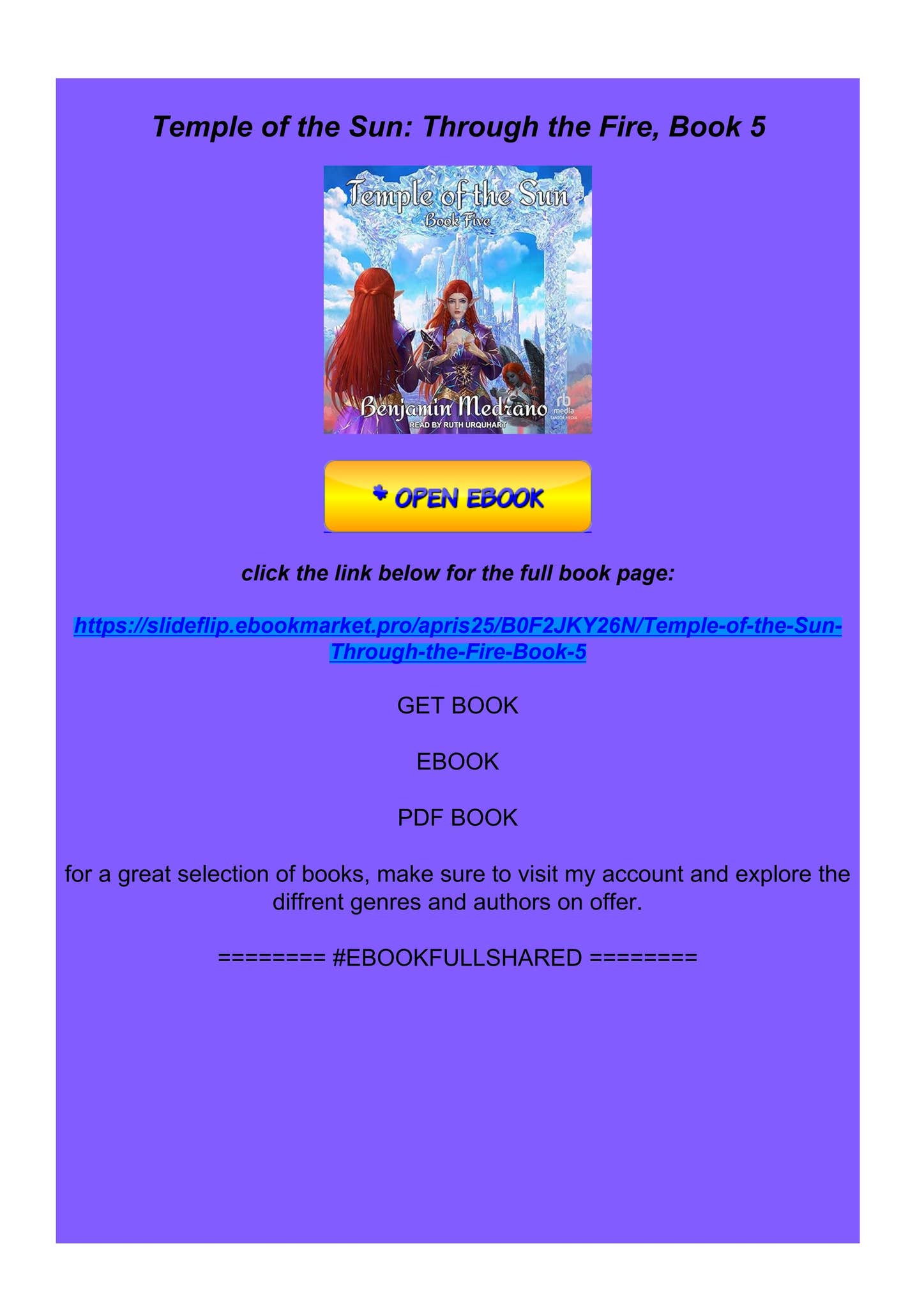EPUB Temple of the Sun: Through the Fire, Book 5 by marisaosbornea - Issuu