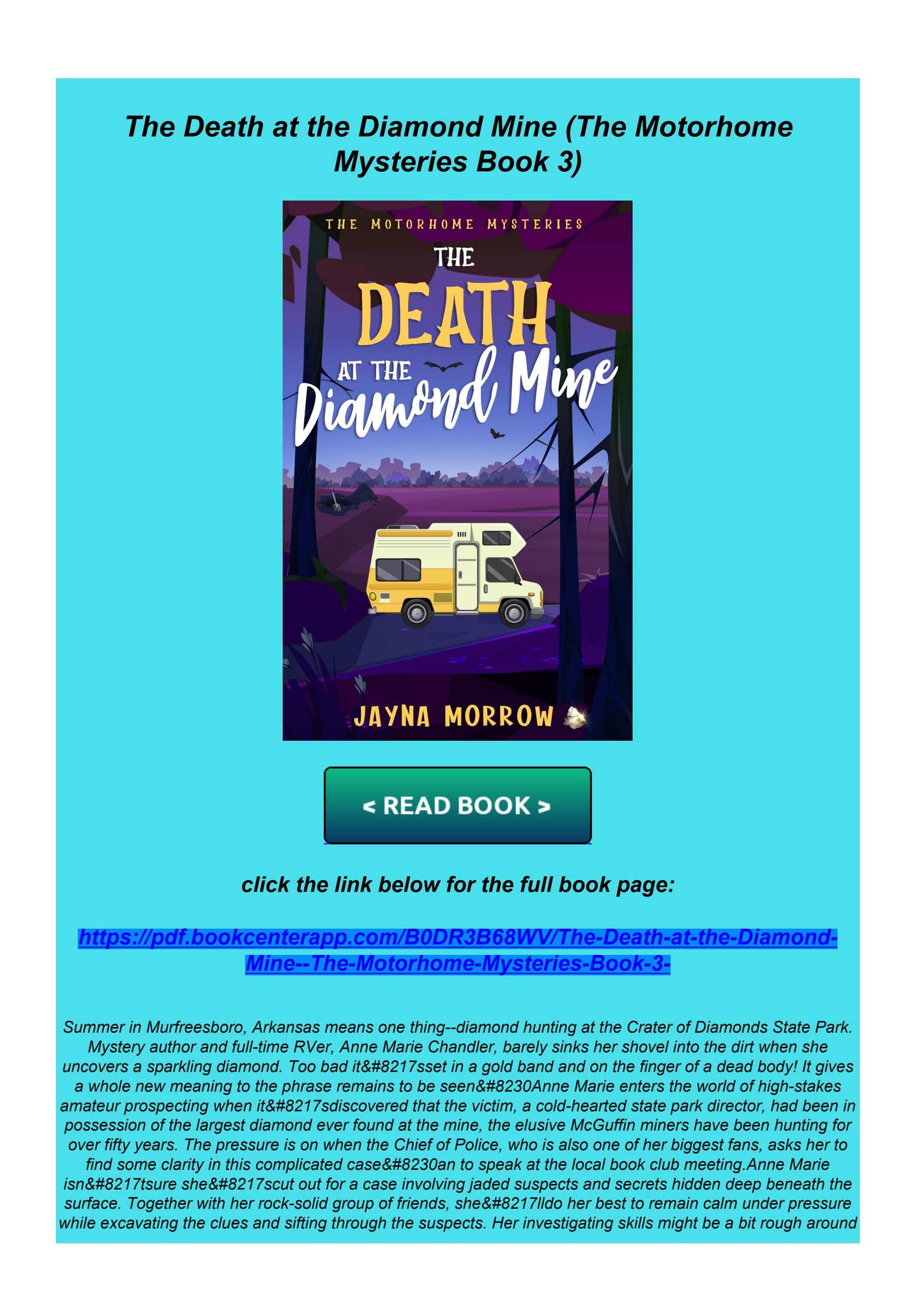 Ebook PDF The Death at the Diamond Mine (The Motorhome Mysteries Book 3 ...
