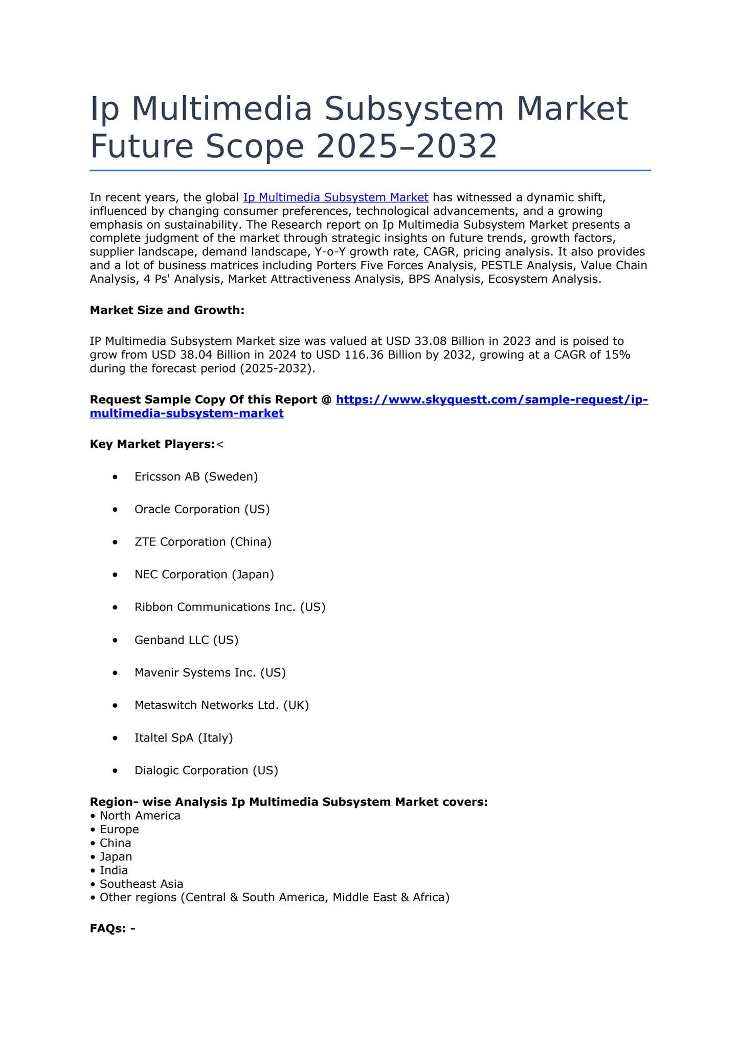 Ip Multimedia Subsystem Market Future Scope 2025–2032 by SkyQuest ...