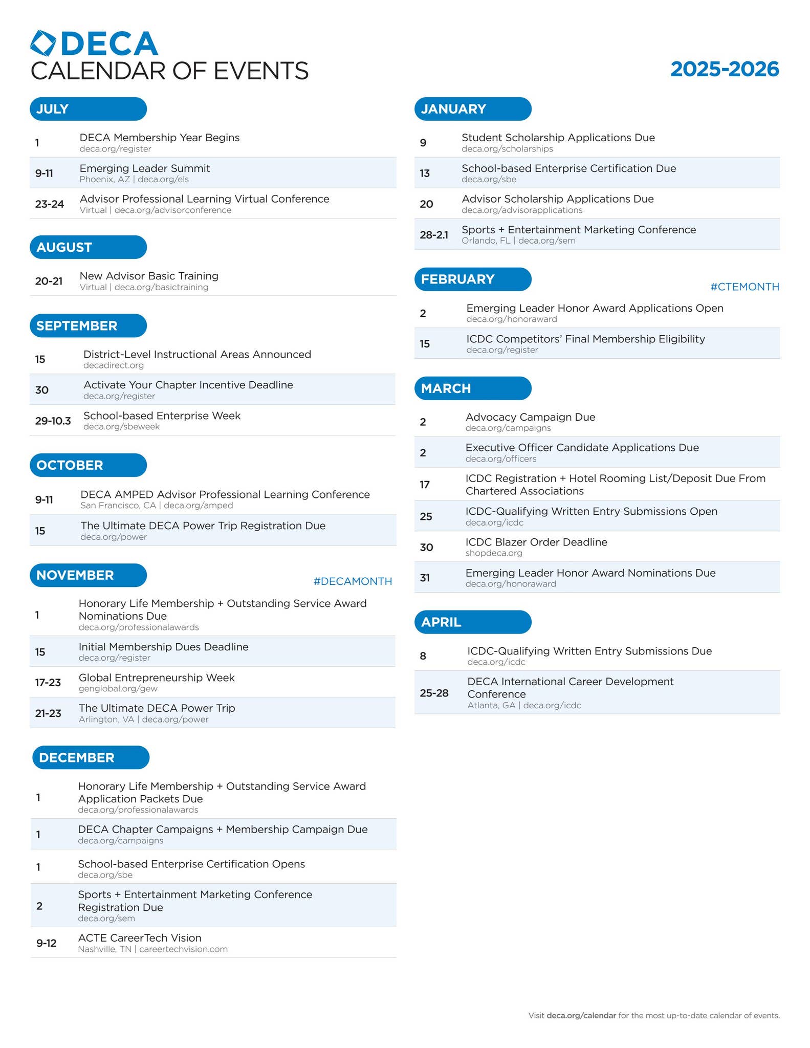 DECA Calendar of Events by DECA Inc. - Issuu