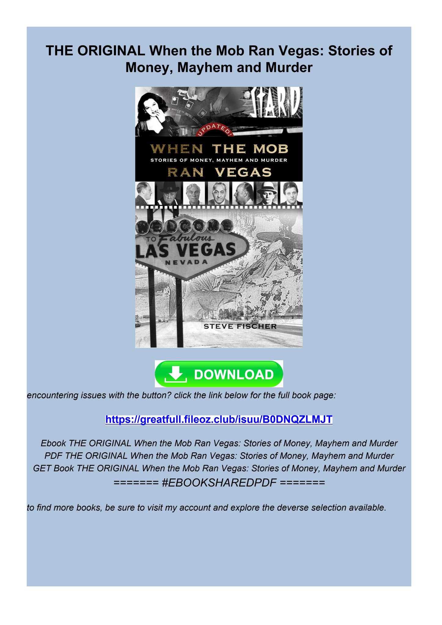 Kindle Book THE ORIGINAL When the Mob Ran Vegas: Stories of Money ...