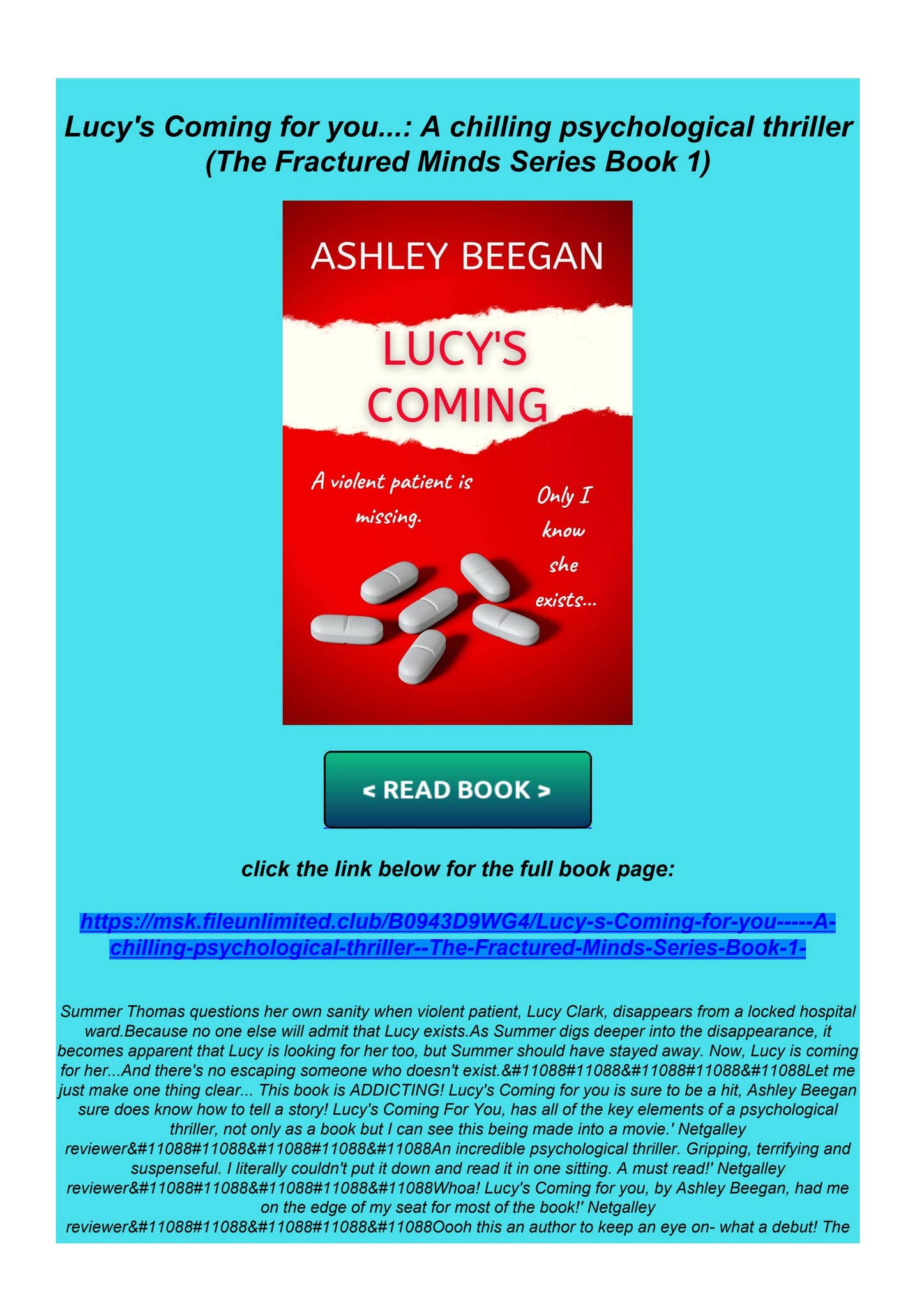Ebook PDF Lucy's Coming for you...: A chilling psychological thriller (The Fractured Minds ...