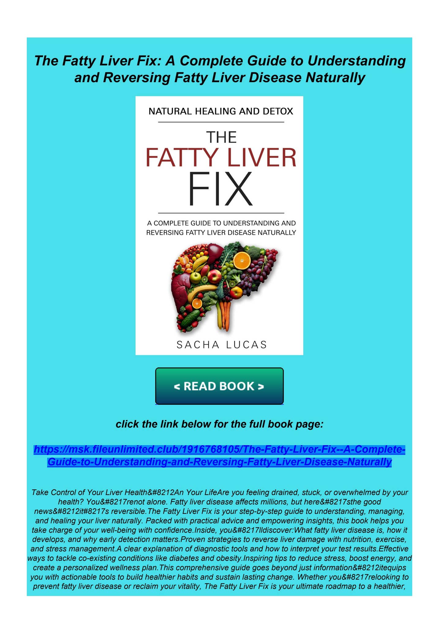 GEt PDF The Fatty Liver Fix: A Complete Guide to Understanding and ...