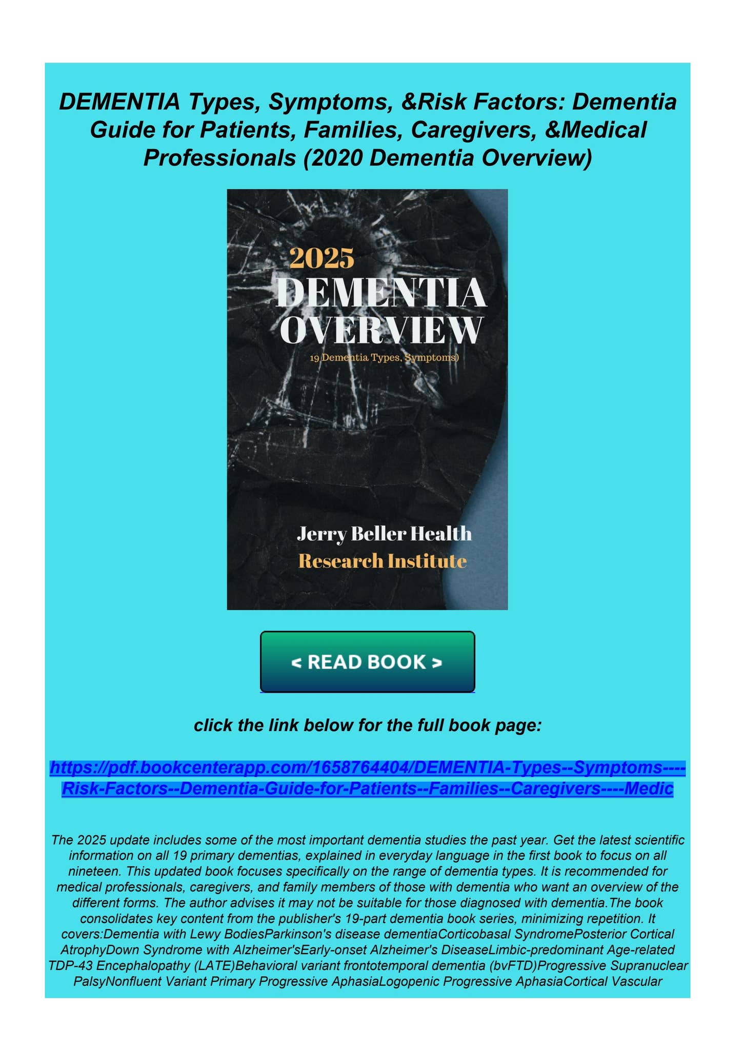 GEt PDF DEMENTIA Types, Symptoms, & Risk Factors: Dementia Guide for ...