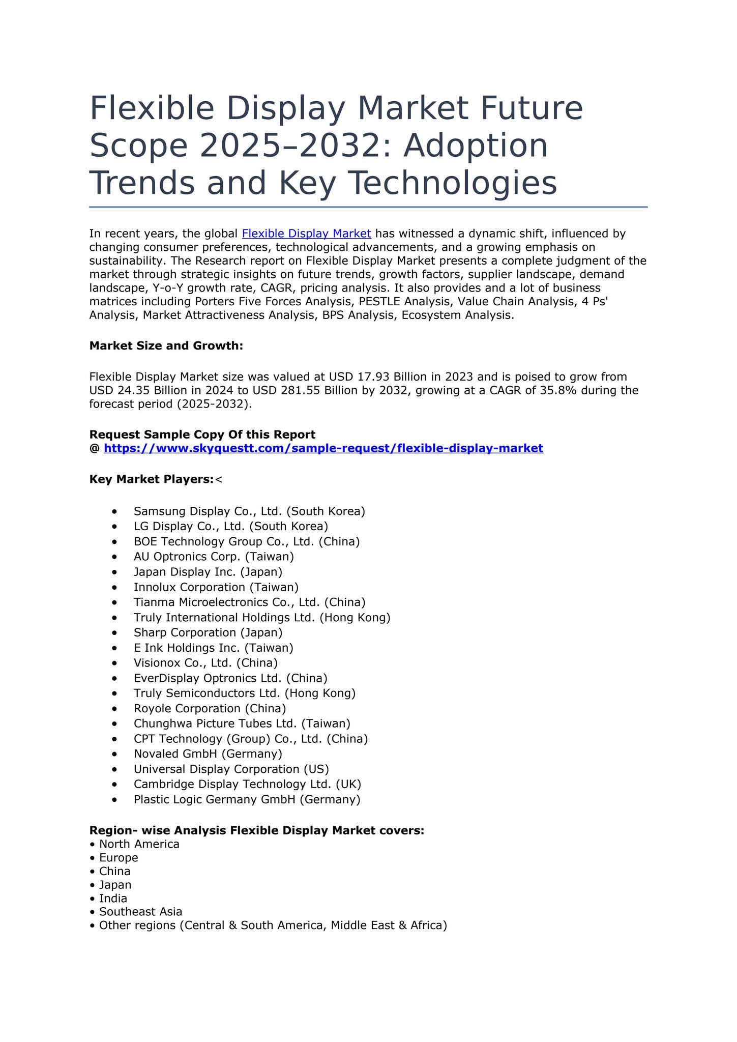 Flexible Display Market Future Scope 2025–2032: Adoption Trends and Key ...