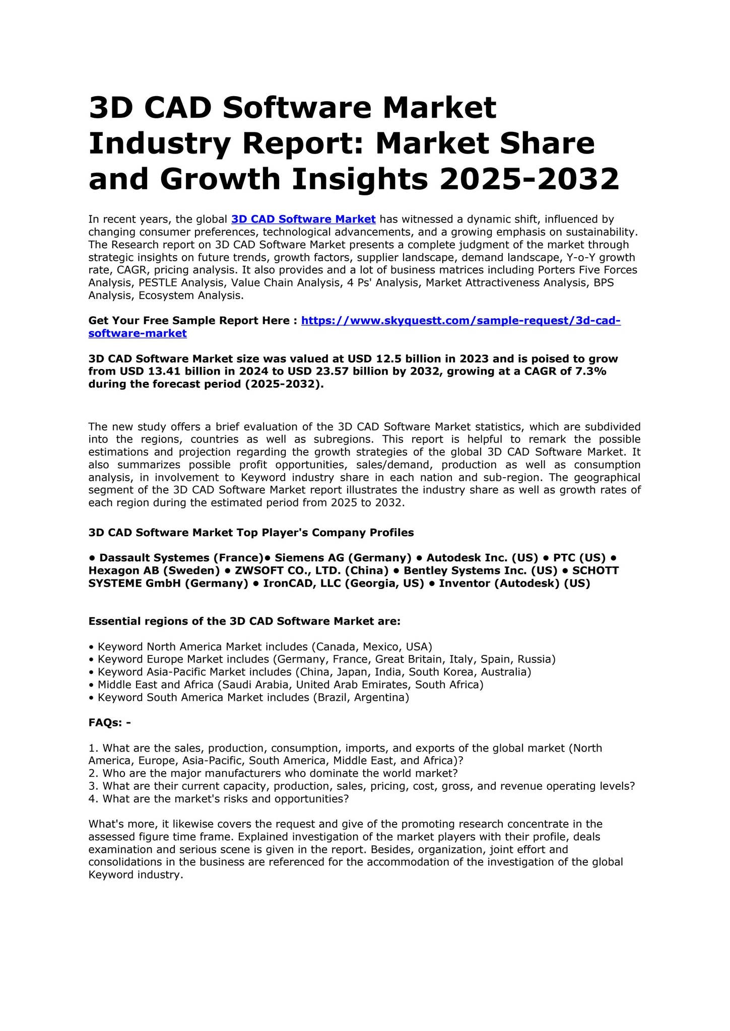 3D CAD Software Market Industry Report: Market Share and Growth ...