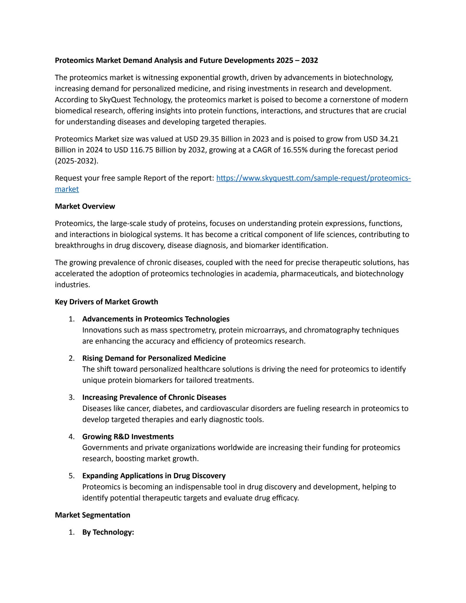 Proteomics Market Demand Analysis and Future Developments 2025 – 2032 ...