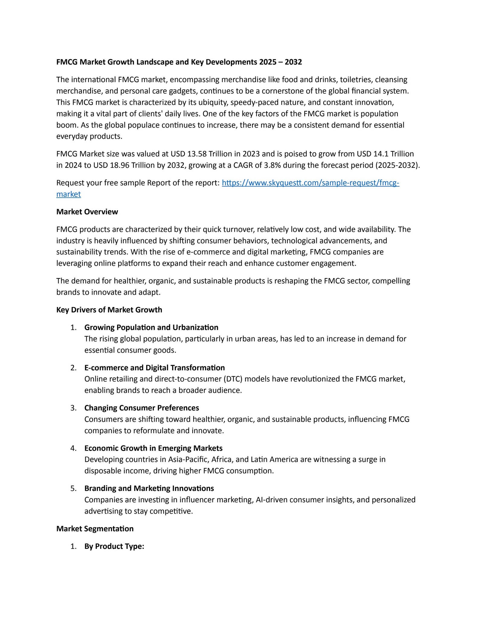 FMCG Market Growth Landscape and Key Developments 2025 – 2032 by ...