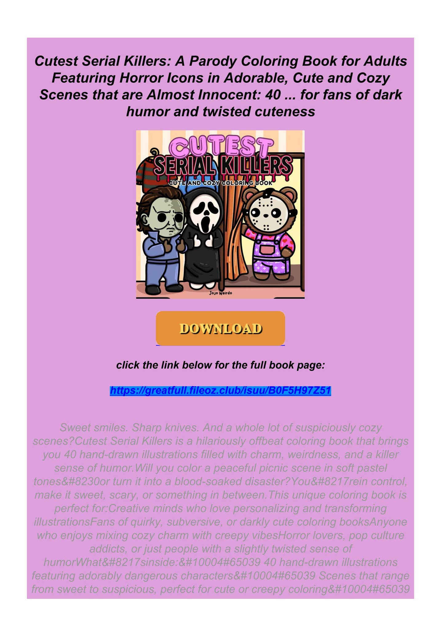 read pdf Cutest Serial Killers: A Parody Coloring Book for Adults ...