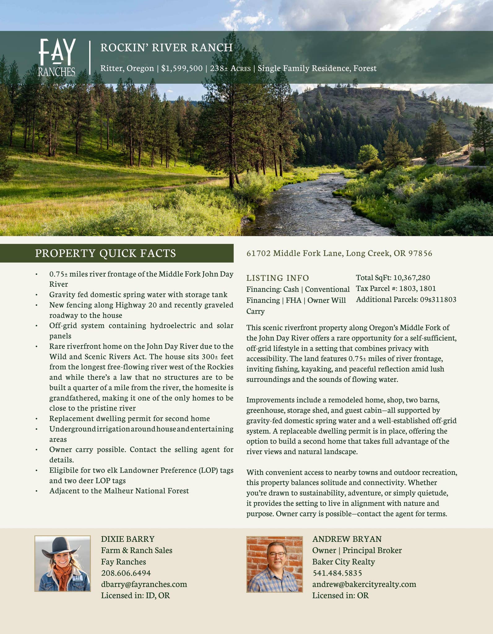 OFF THE MARKET | Rockin' River Ranch Facts & Figures One-Sheet by Fay ...