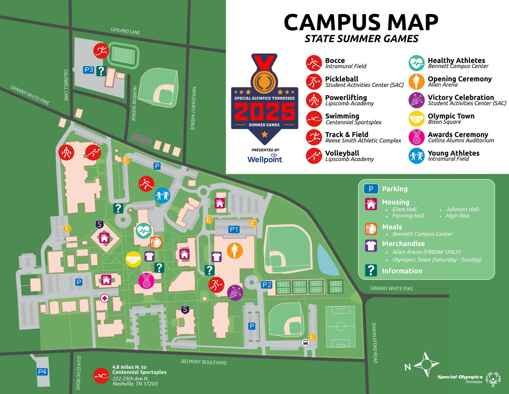 Summer Games Campus Map - Lipscomb by SpecialOlympicsTN - Issuu