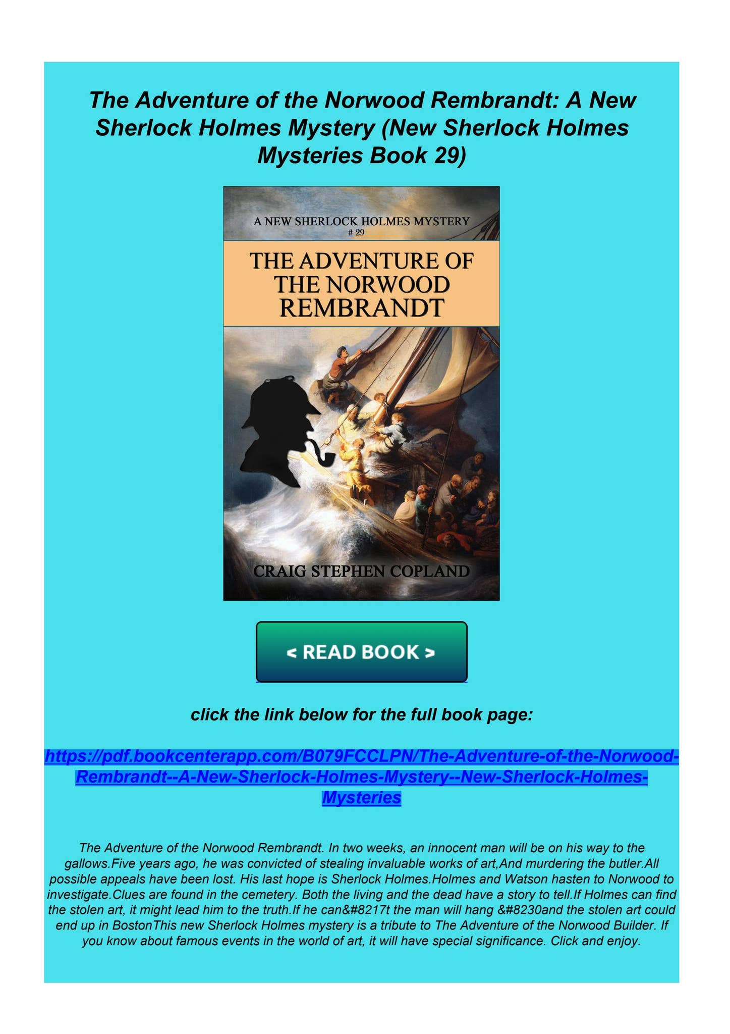 PDF Read The Adventure of the Norwood Rembrandt: A New Sherlock Holmes ...