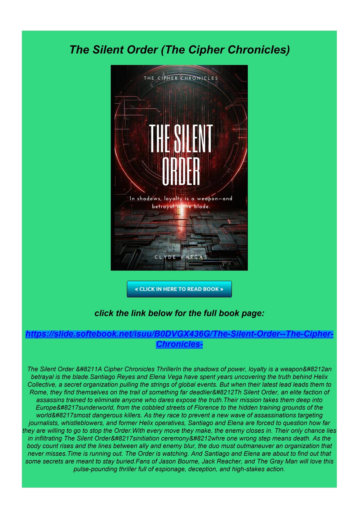 Epub PDF The Silent Order (The Cipher Chronicles) by mckinleybridehampton - Issuu