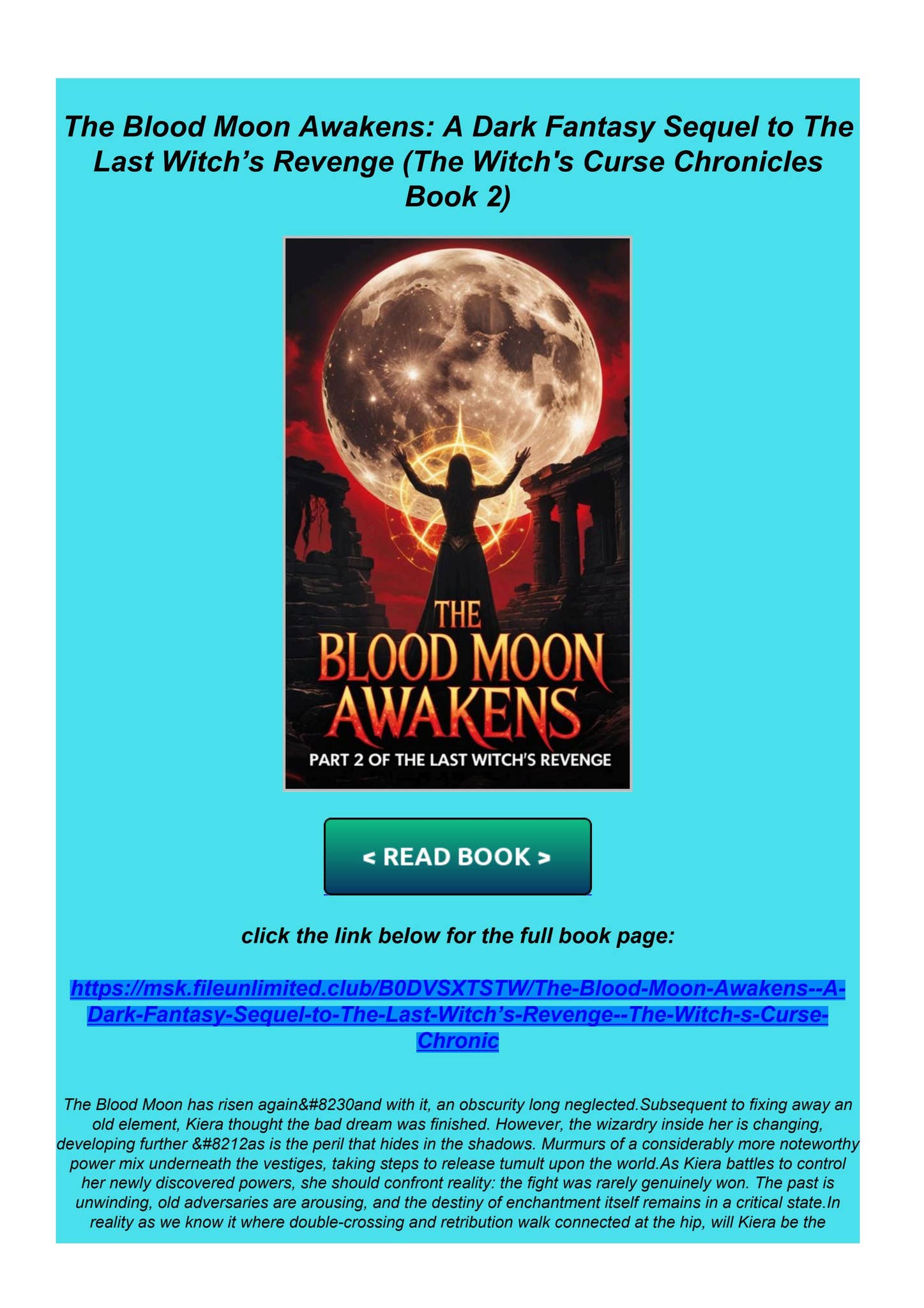 PDF Read The Blood Moon Awakens: A Dark Fantasy Sequel to The Last ...