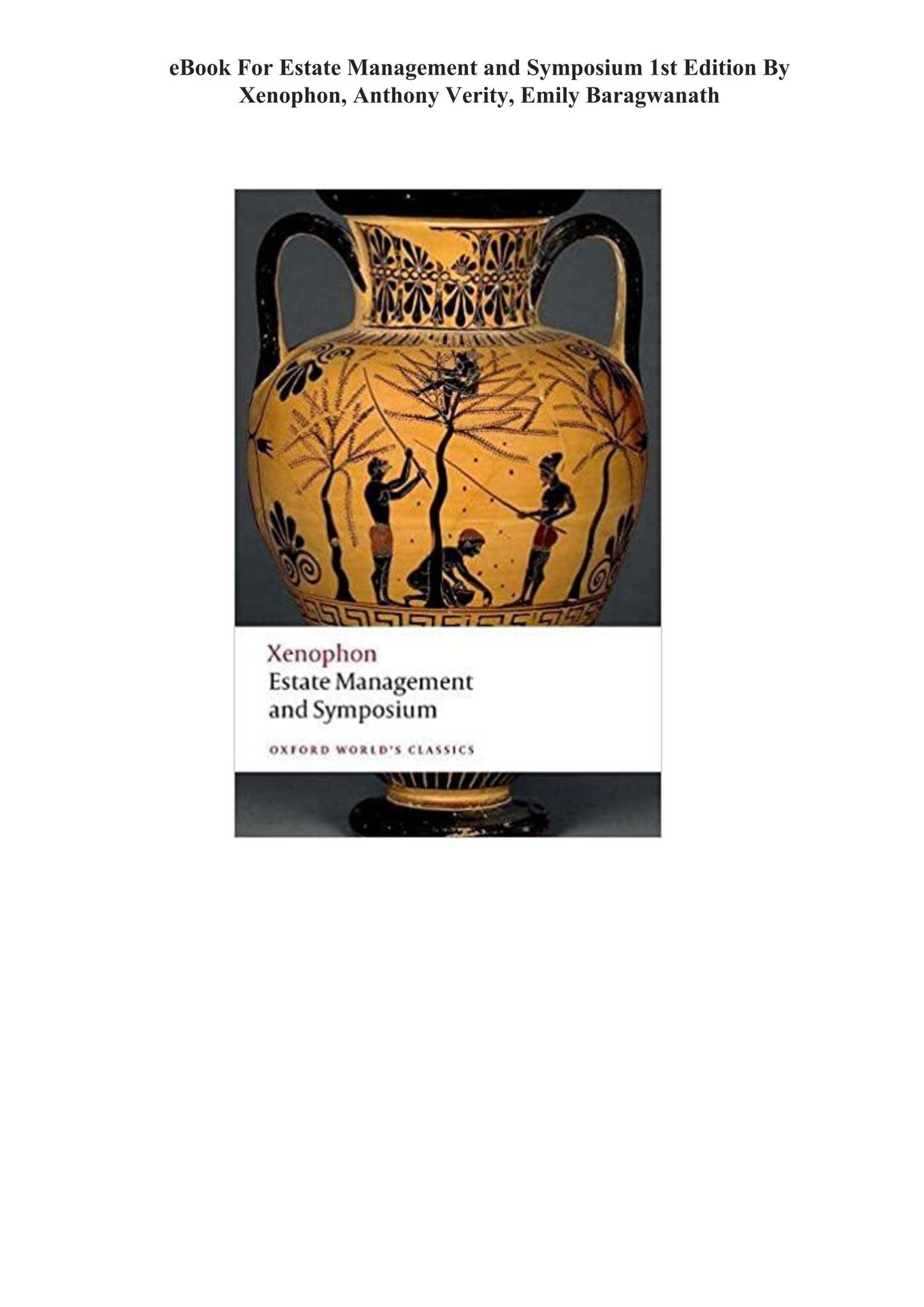 eBook [PDF] Estate Management and Symposium 1st Edition By Xenophon ...