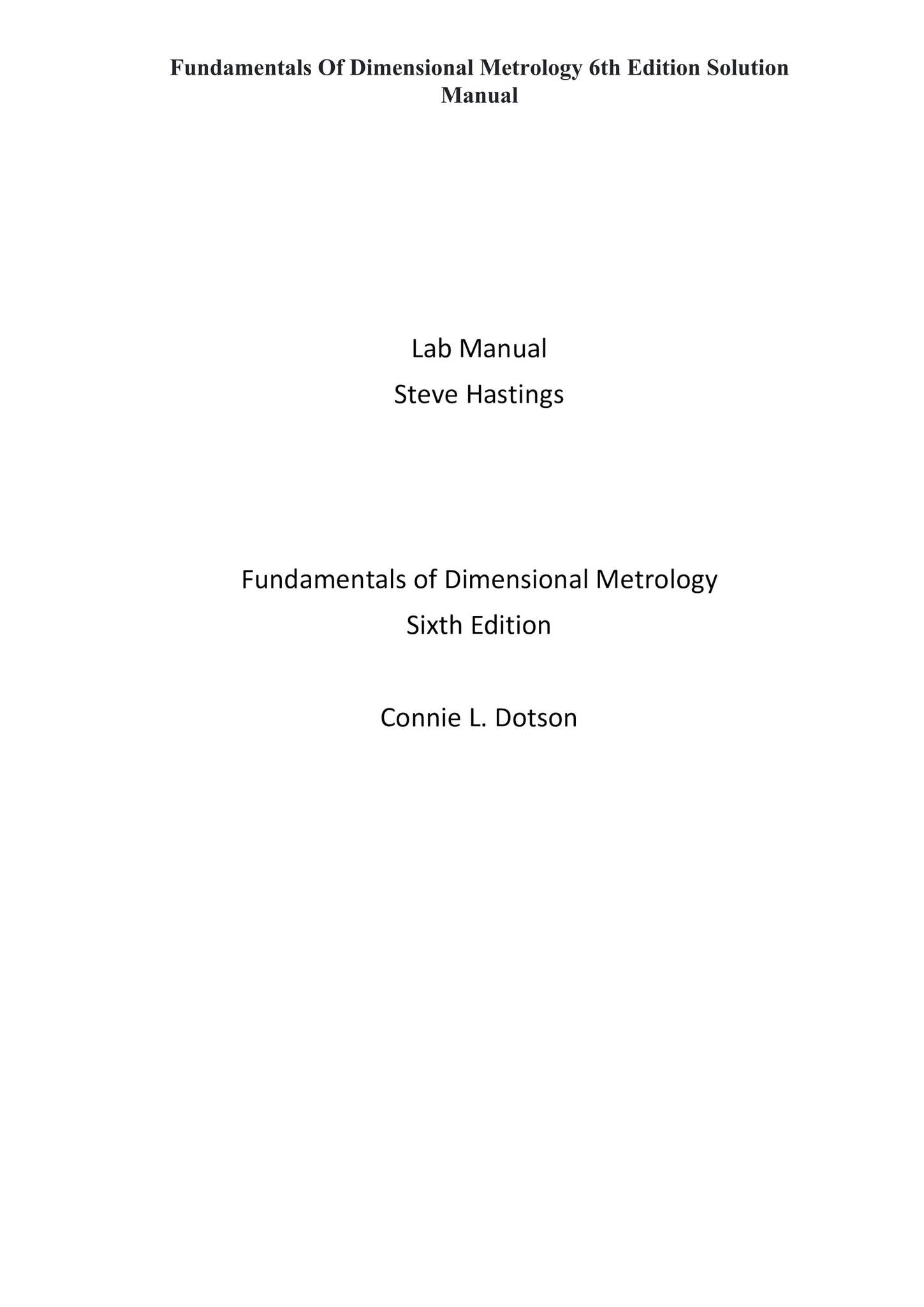 Solutions Manual for Fundamentals Of Dimensional Metrology 6th Edition ...