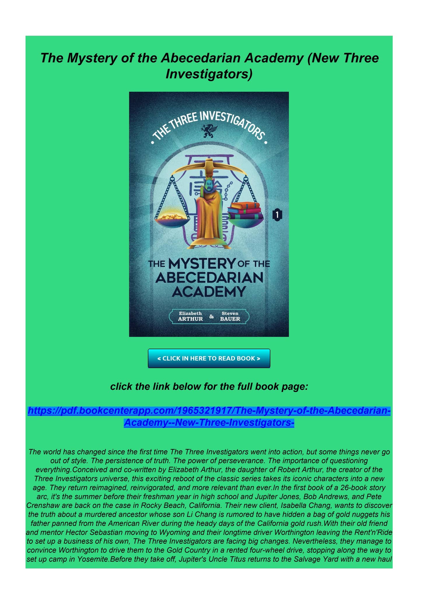 Ebook PDF The Mystery of the Abecedarian Academy (New Three ...