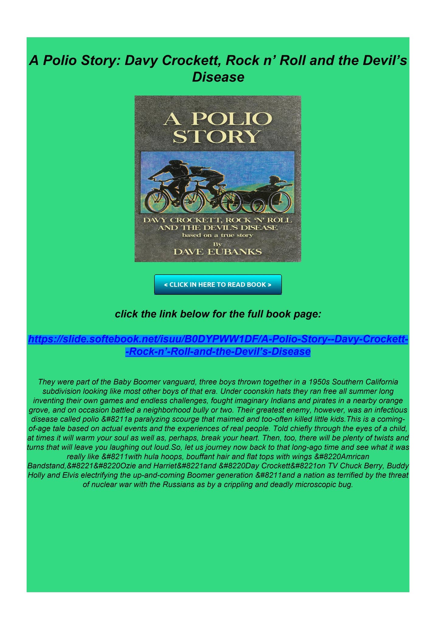 Ebook PDF A Polio Story: Davy Crockett, Rock n’ Roll and the Devil’s ...