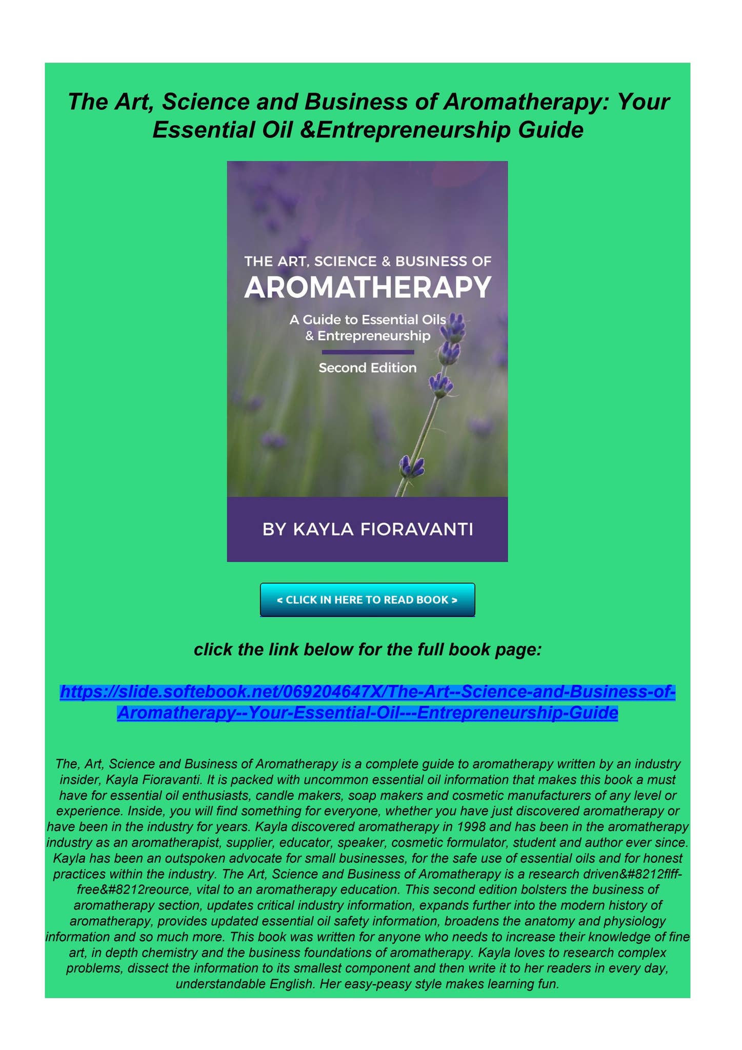 Ebook PDF The Art, Science and Business of Aromatherapy: Your Essential Oil & Entrepreneurship ...