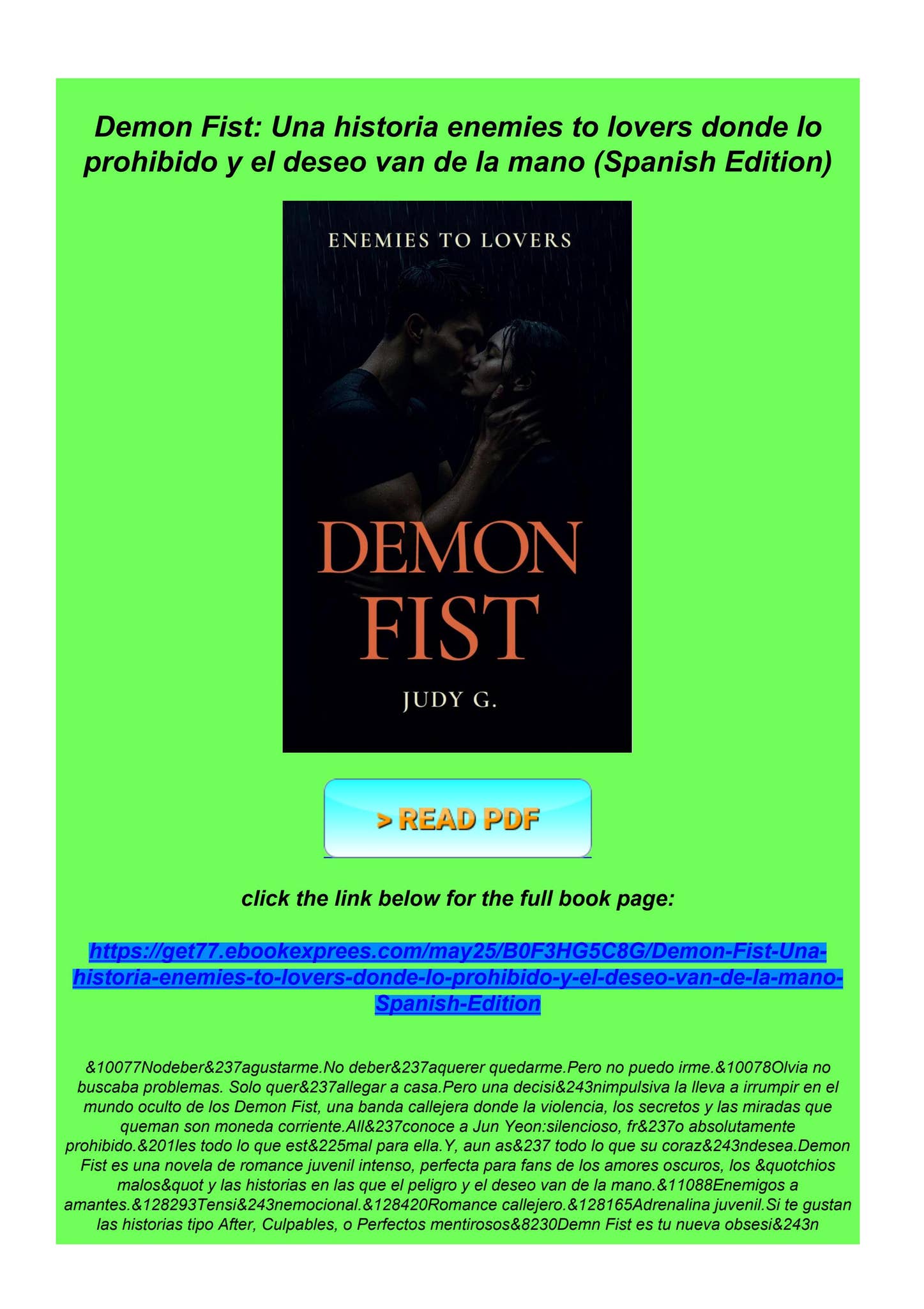 PDF/READ Demon Fist: Una historia enemies to lovers donde lo prohibido ...