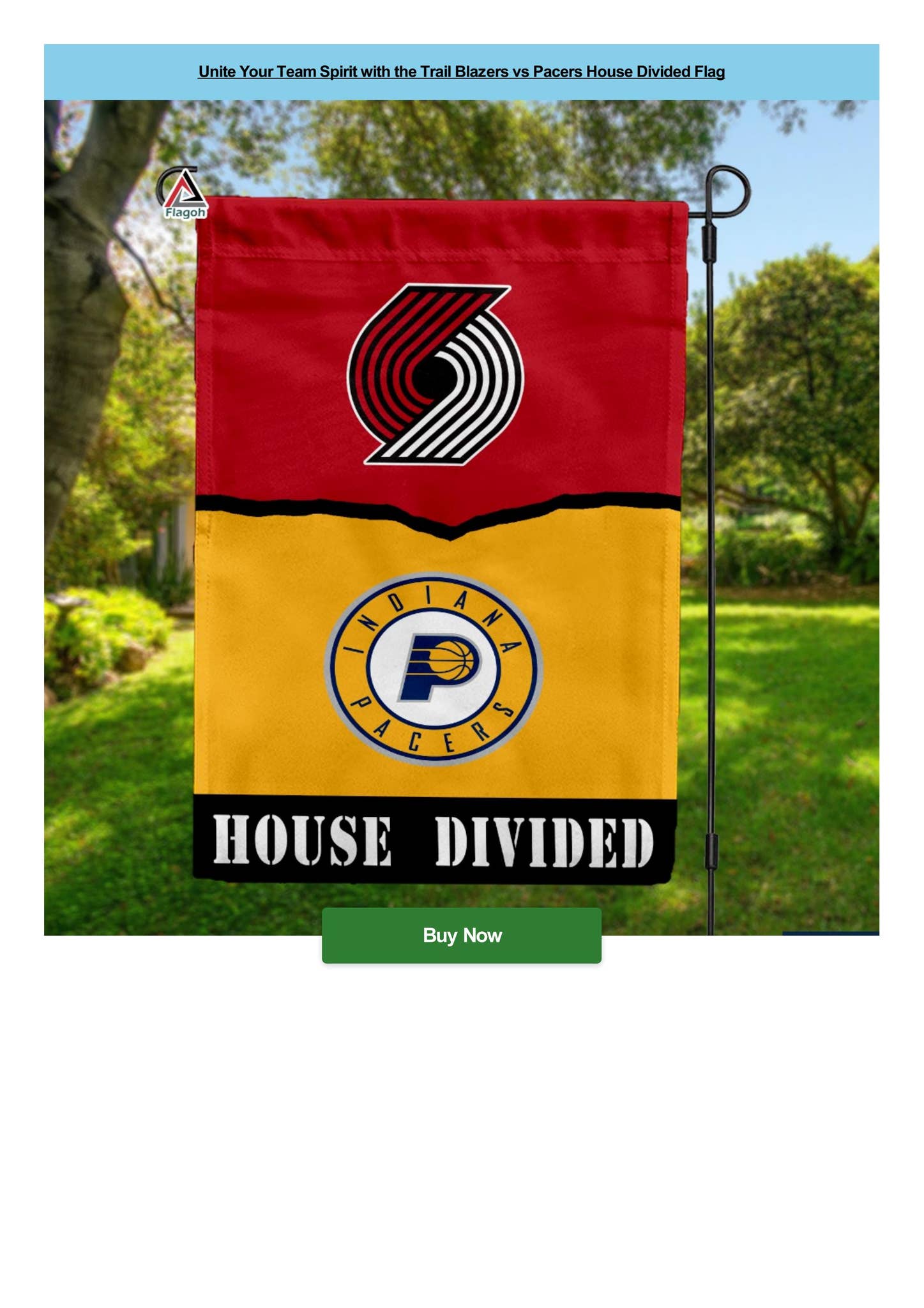 Trail Blazers vs Pacers House Divided Flag, NBA House Divided Flag by ...