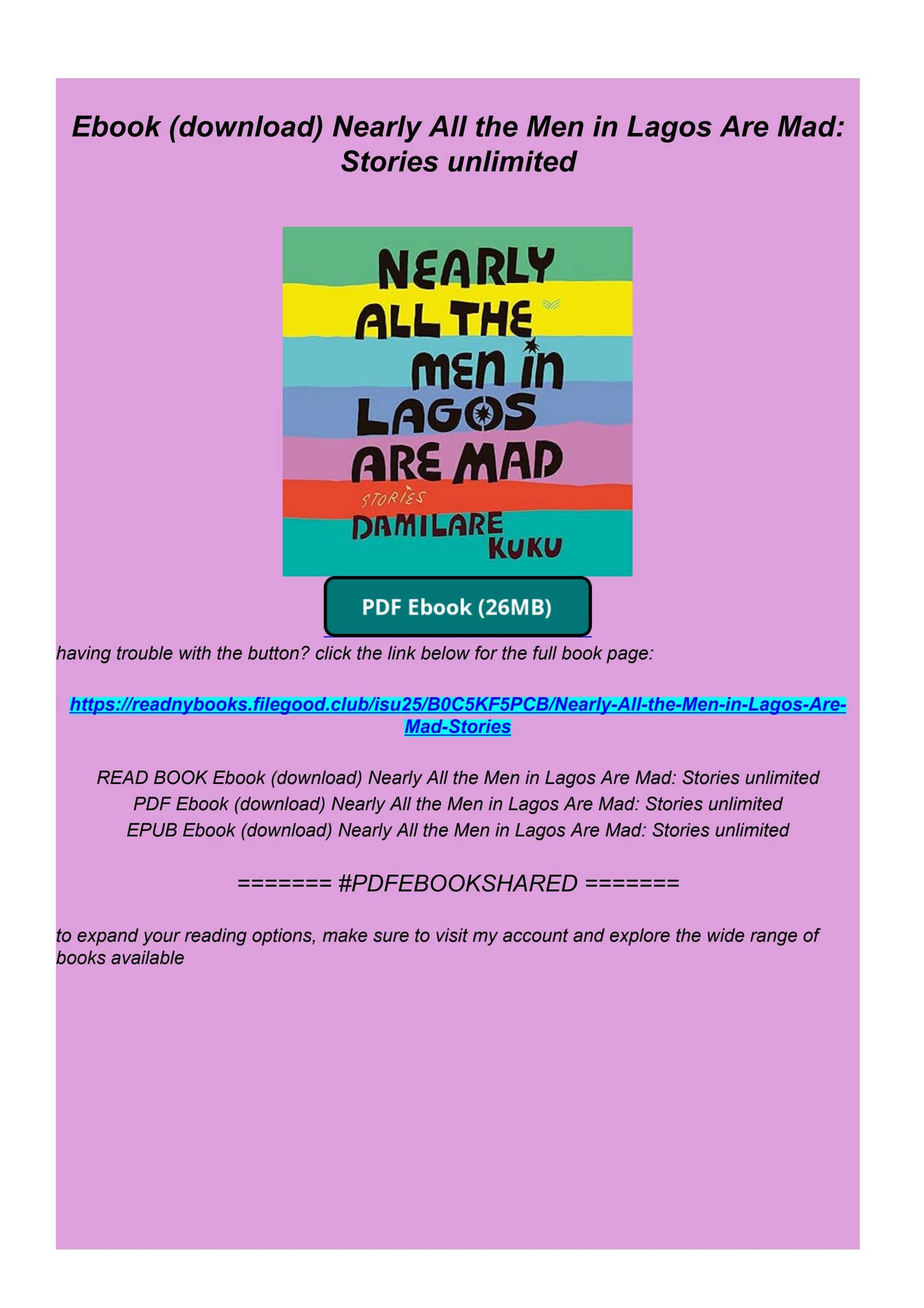 Ebook (download) Nearly All the Men in Lagos Are Mad: Stories unlimited ...