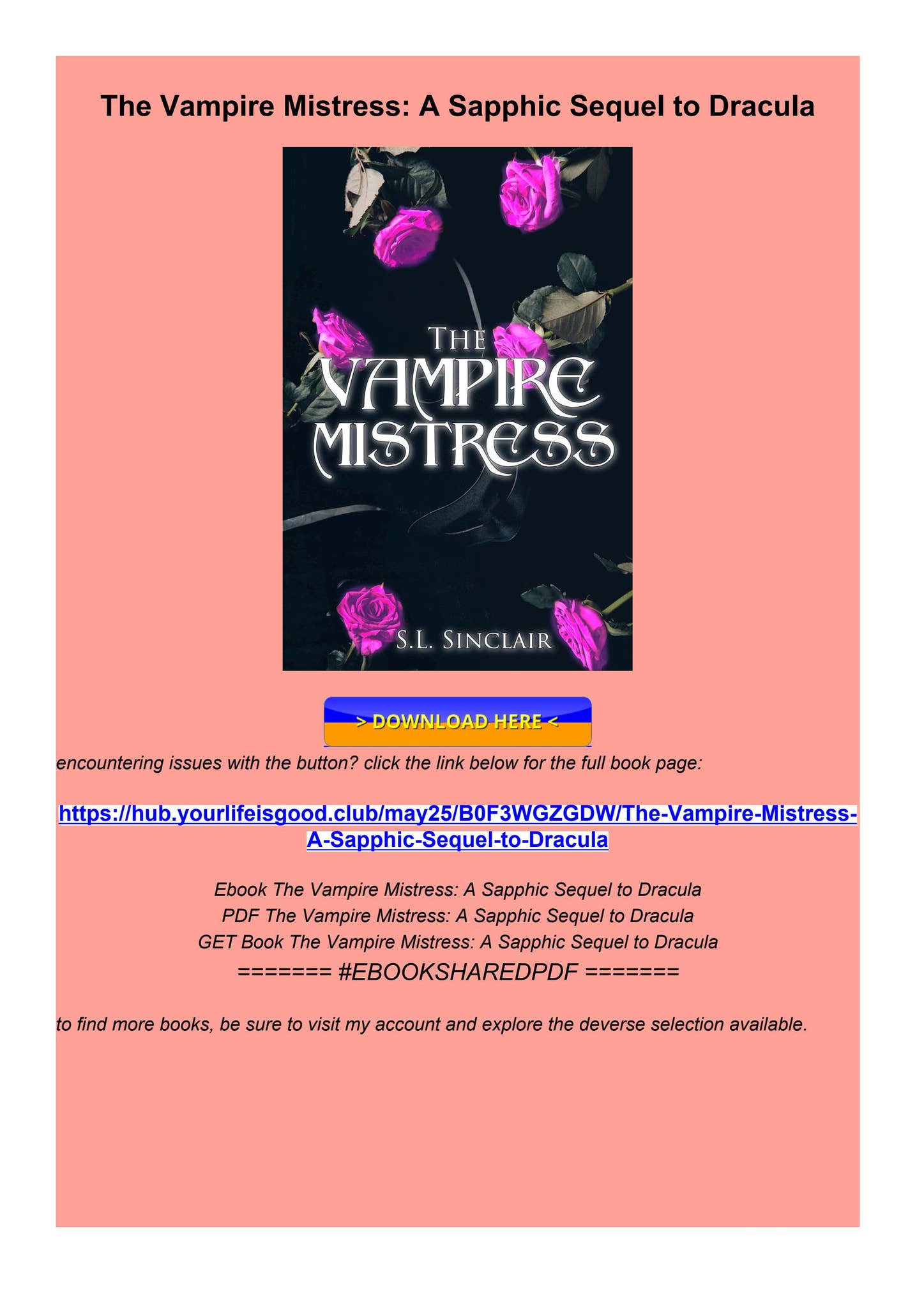 PDF Read Online The Vampire Mistress: A Sapphic Sequel to Dracula by parisfletchera - Issuu