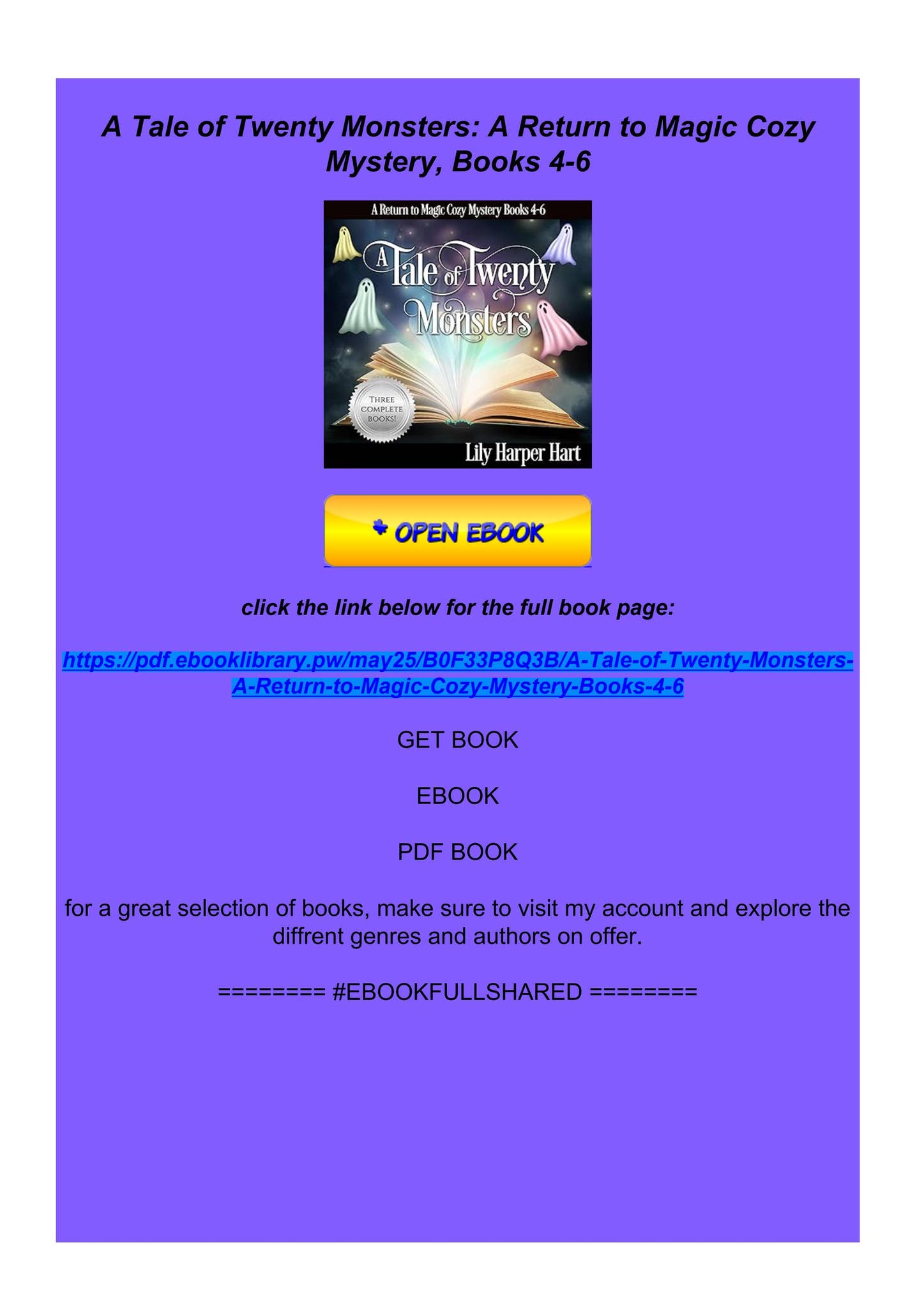 PDF FREE A Tale of Twenty Monsters: A Return to Magic Cozy Mystery, Bo ...