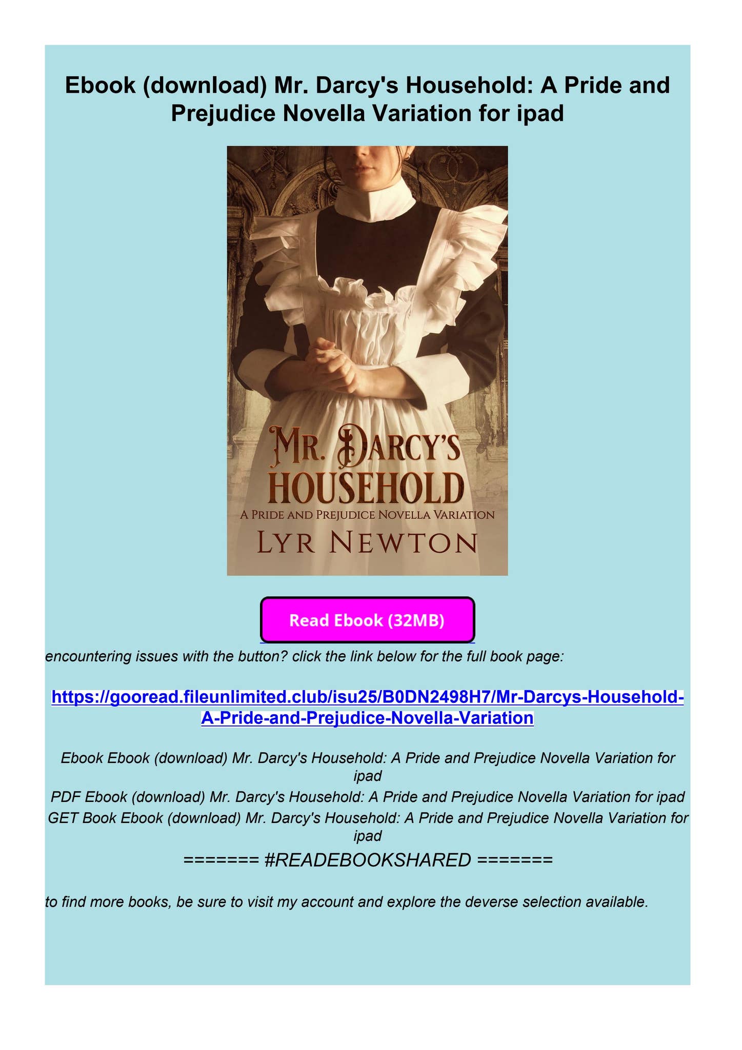 Ebook (download) Mr. Darcy's Household: A Pride and Prejudice Novella ...