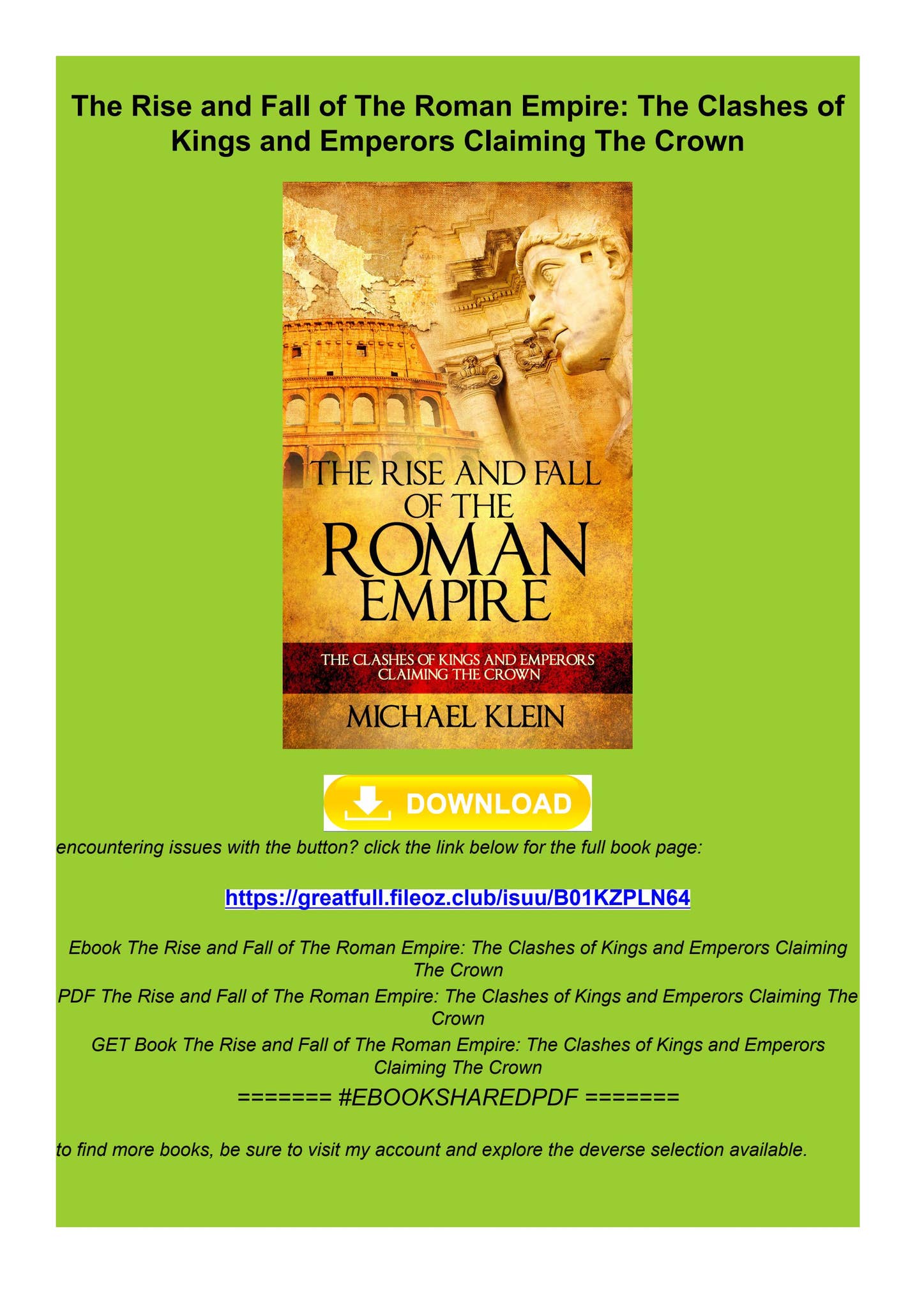 Kindle Book The Rise and Fall of The Roman Empire: The Clashes of Kings ...