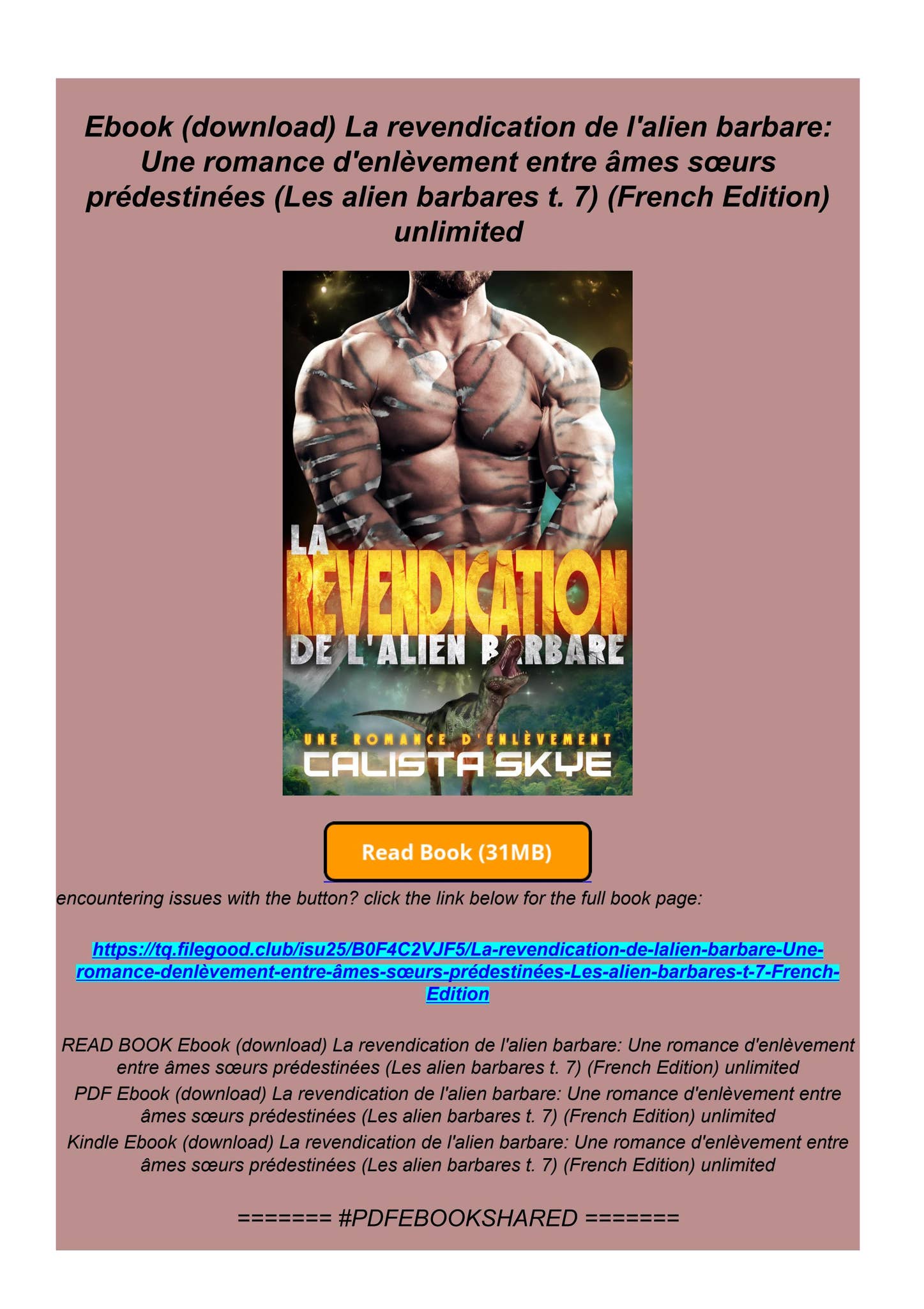 Ebook (download) La revendication de l'alien barbare: Une romance d ...