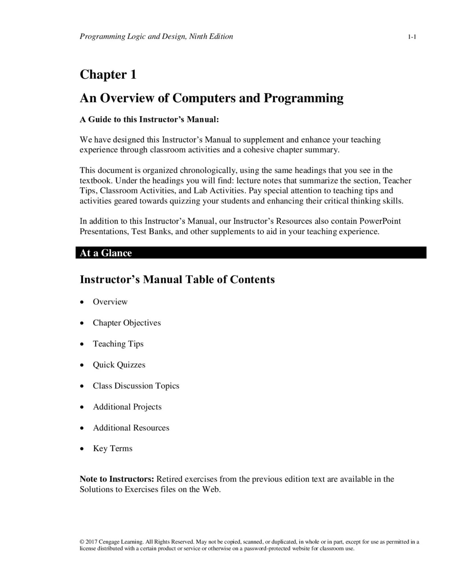 Instructor Manual for Programming Logic & Design Comprehensive 9th ...