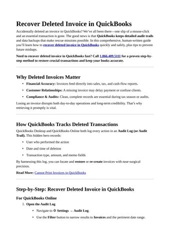 Recover Deleted Invoice in QuickBooks 2025 by willmark1995 - Issuu