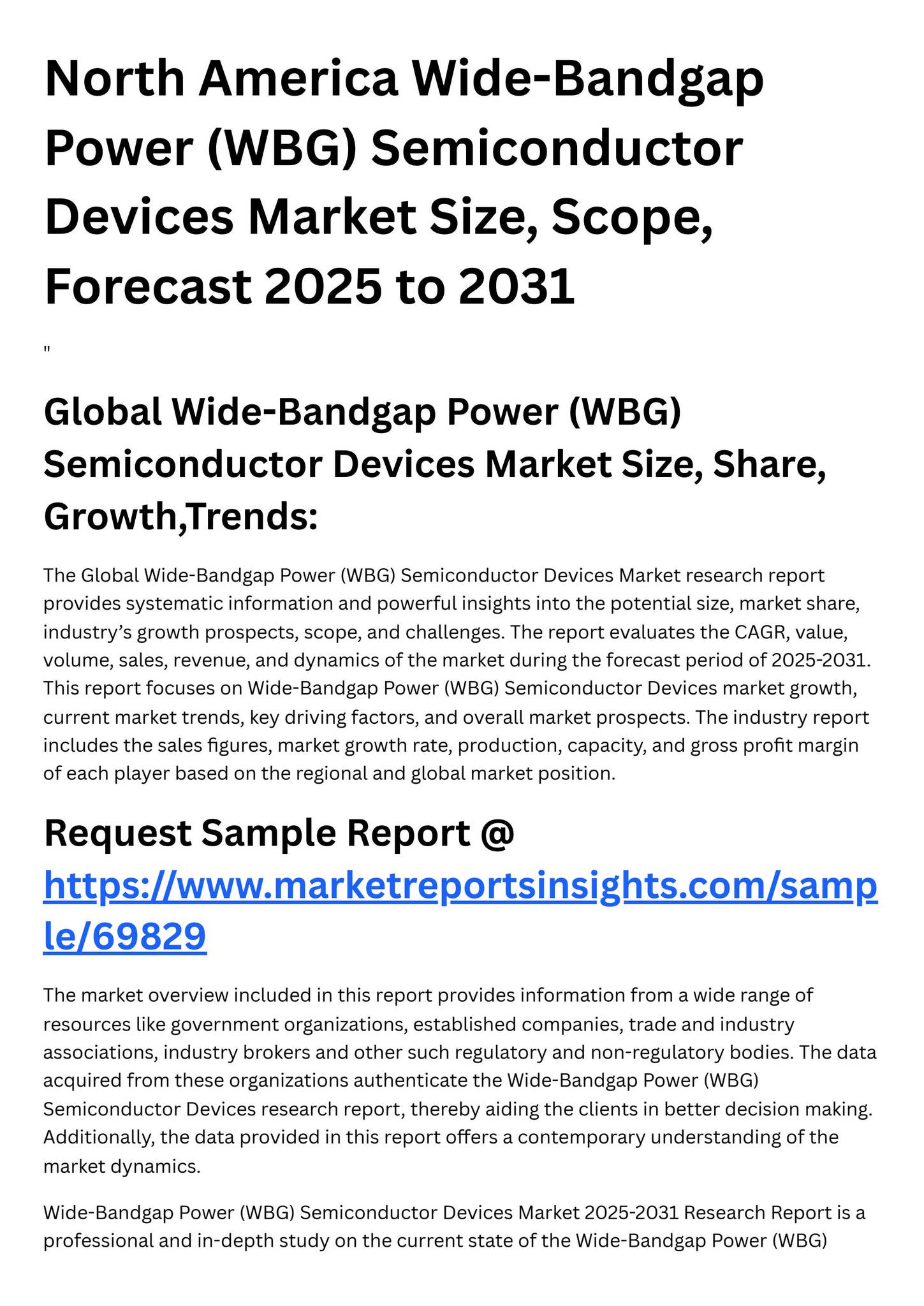 North America Wide-Bandgap Power (WBG) Semiconductor Devices Market ...