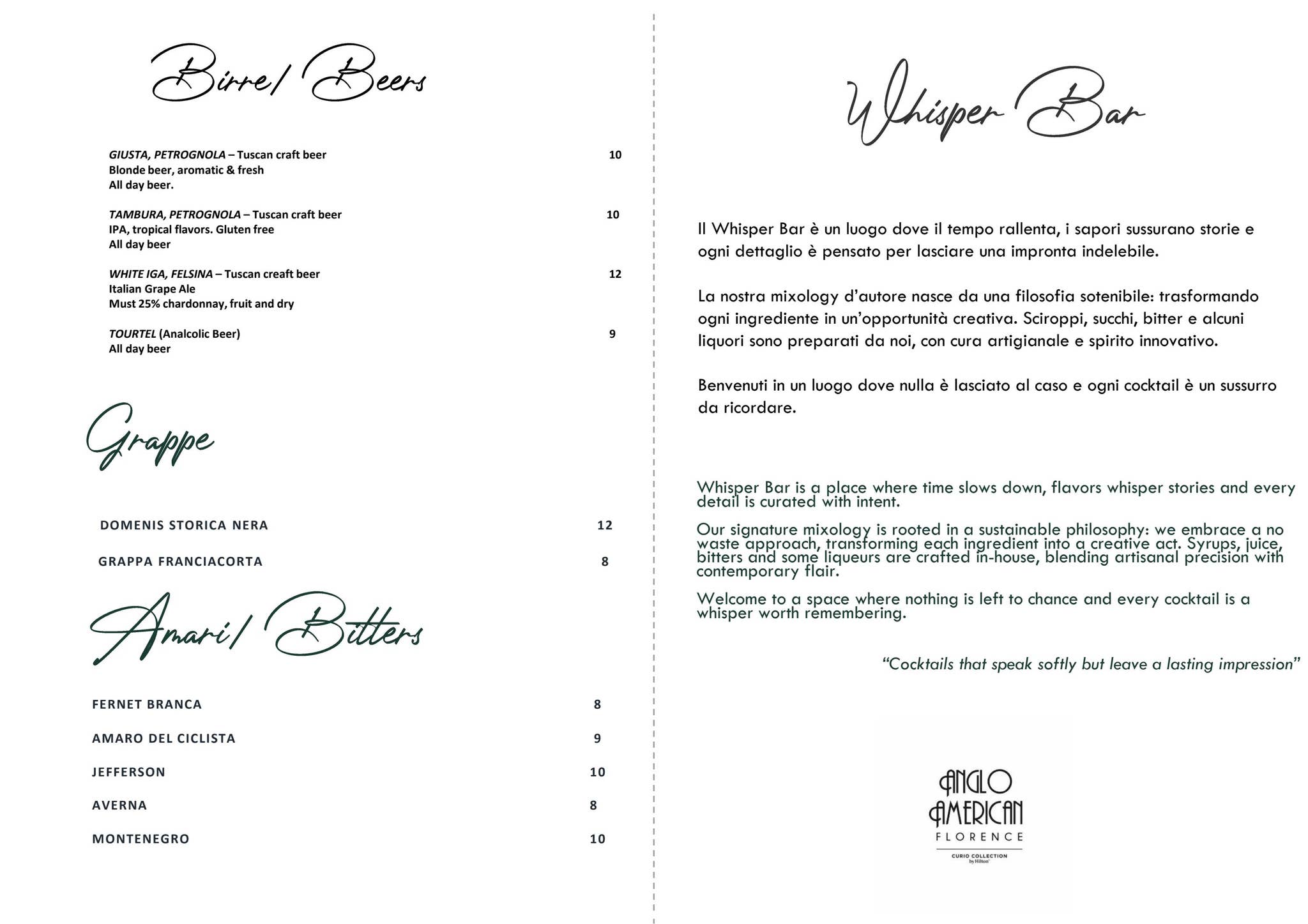 Anglo American Florence_Whisper Wine Bar Menu by Italian Hospitality ...